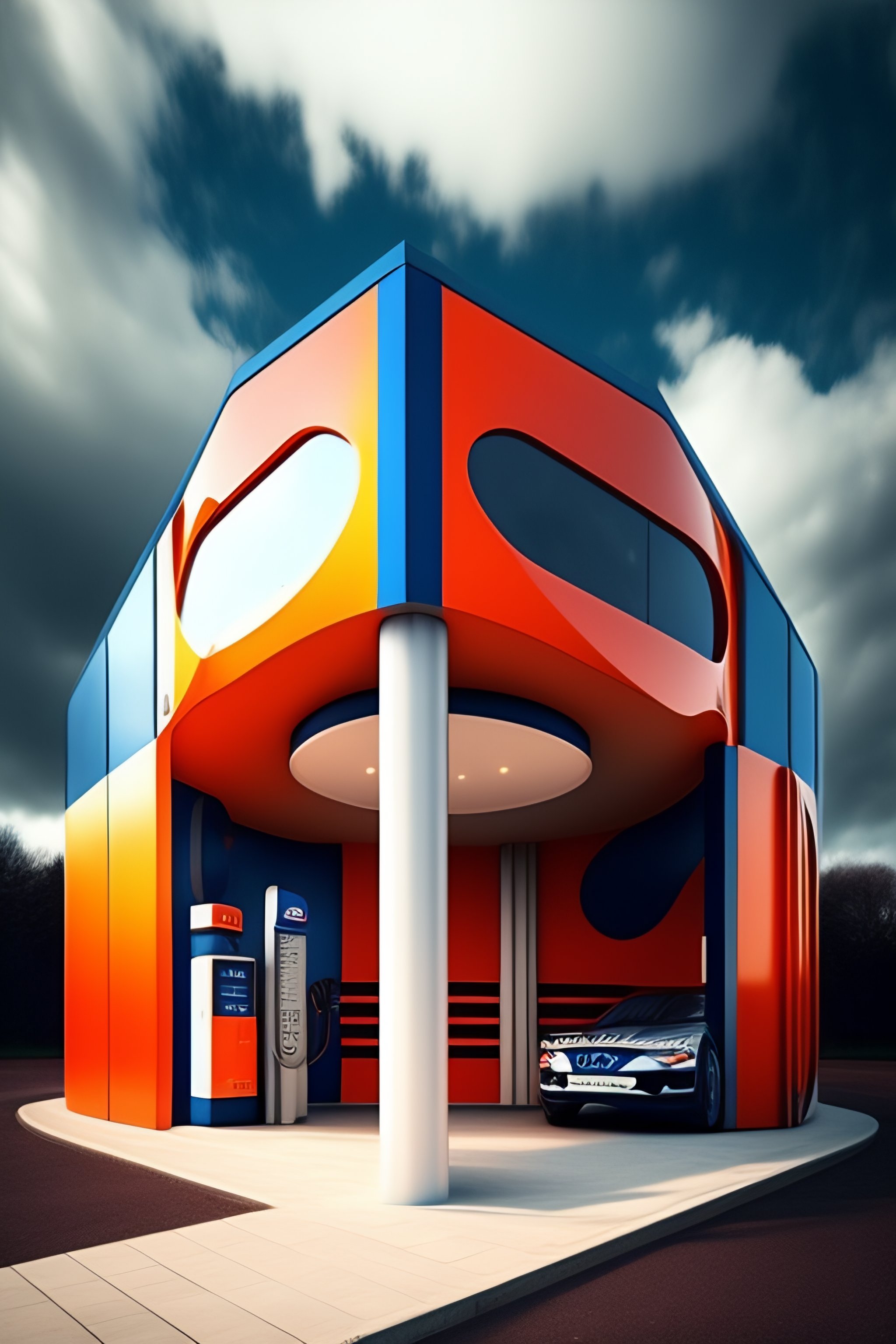Lexica - Futuristic service station renewable low carbon fuels white ...