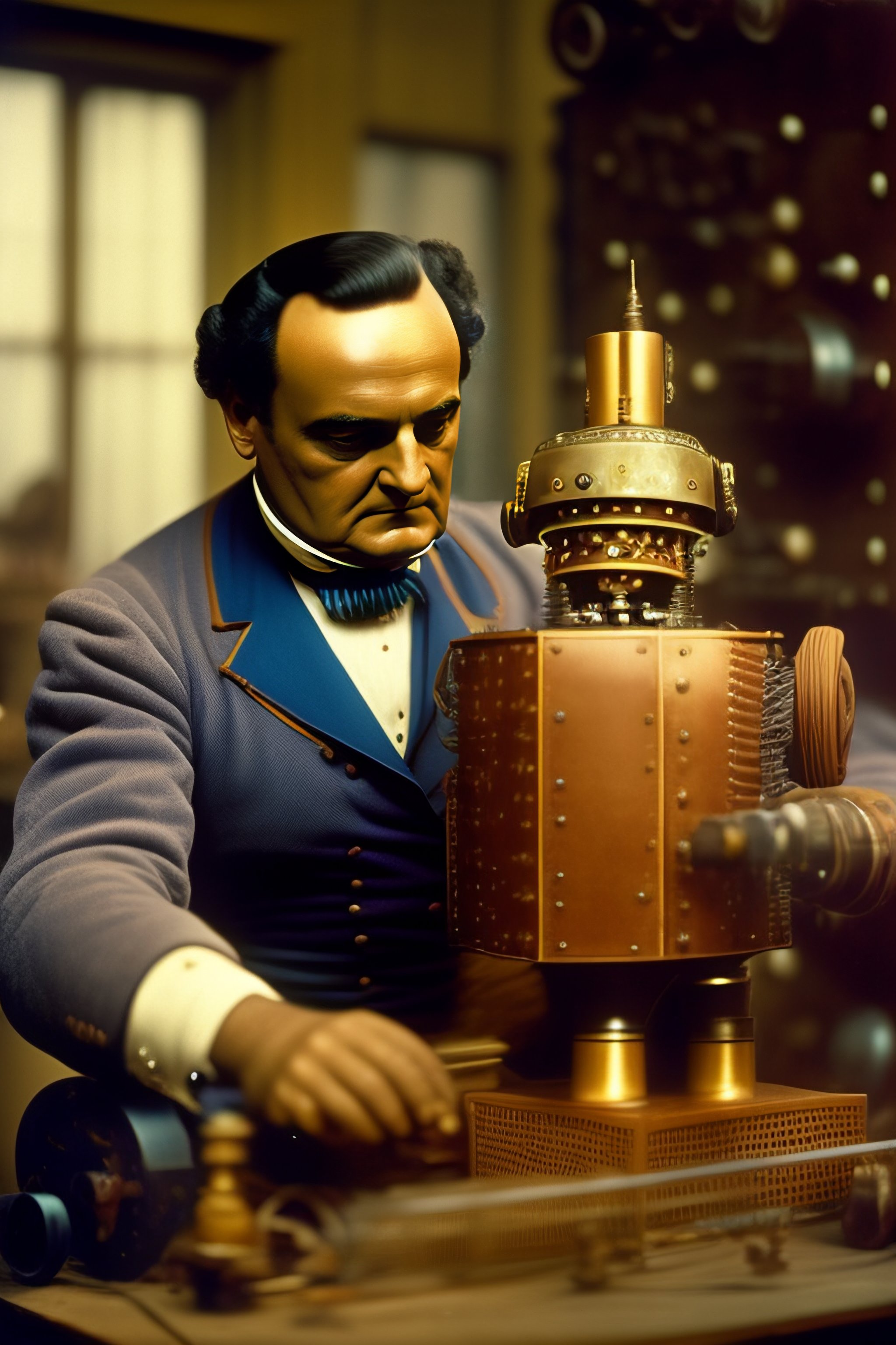 Lexica - A photo of Charles Babbage building a robot by Philippe ...