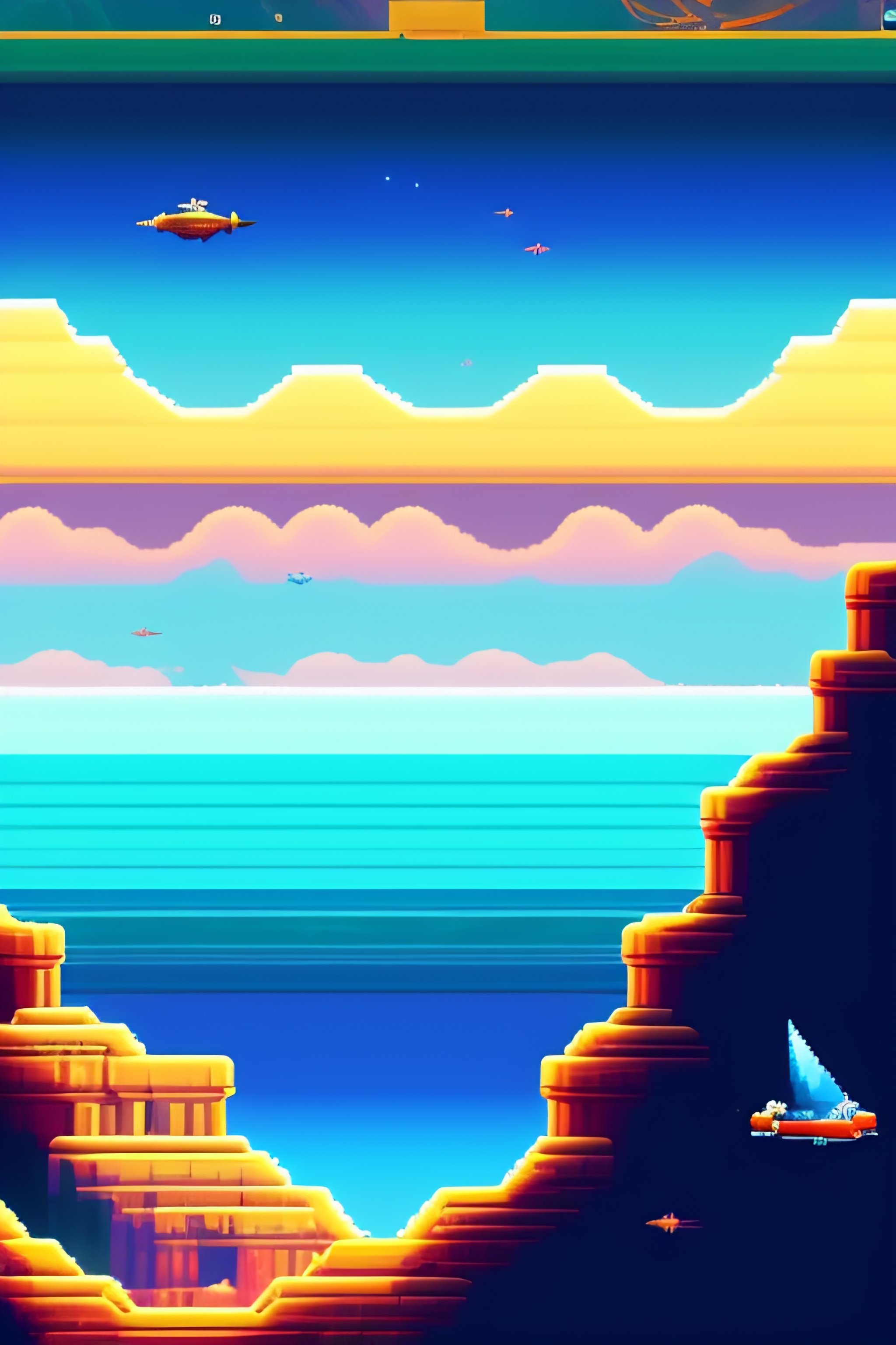 Lexica - The ocean background in a shmup game level