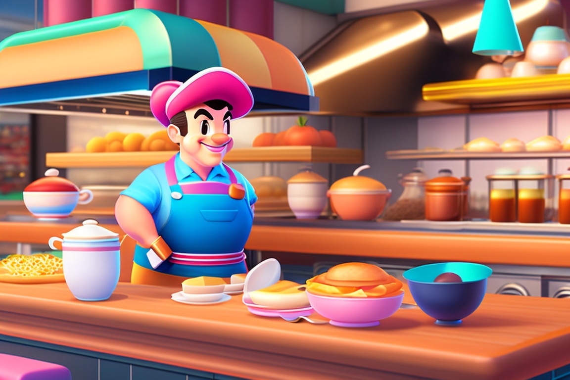 Lexica - 2D illustration, casual style, daylight,restaurant cuisine ...