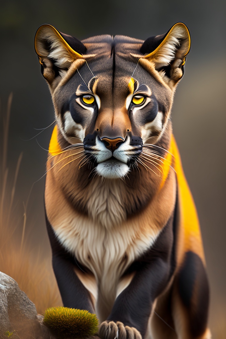 Lexica - Puma,angry,black,yellow eyes,foggy background