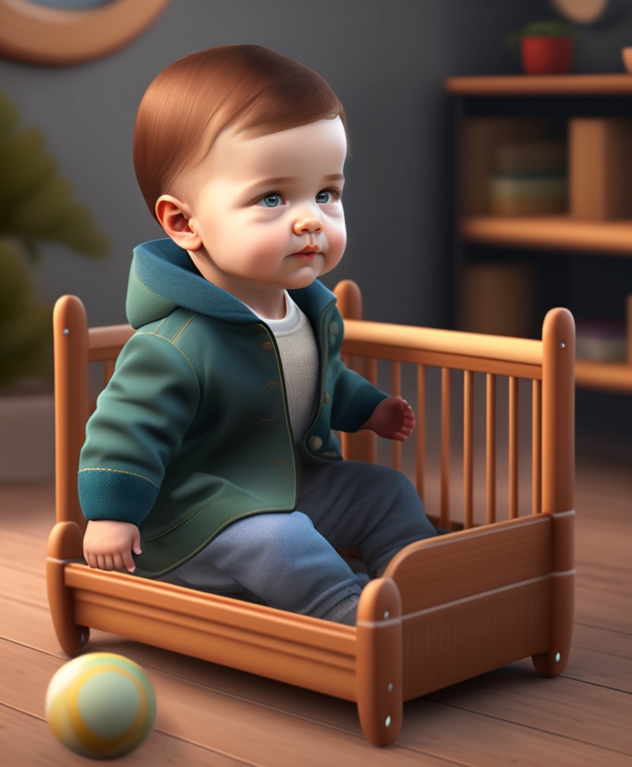 Lexica - Charming toddler, realistic, cinematic, simple cot