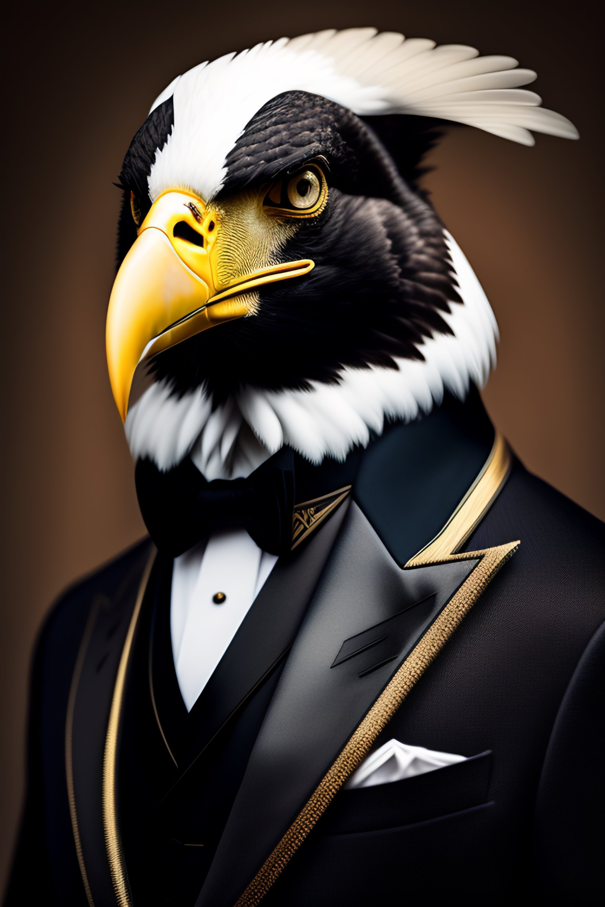 Lexica - A cool bald eagle head. powerful wearing human clothes wearing ...