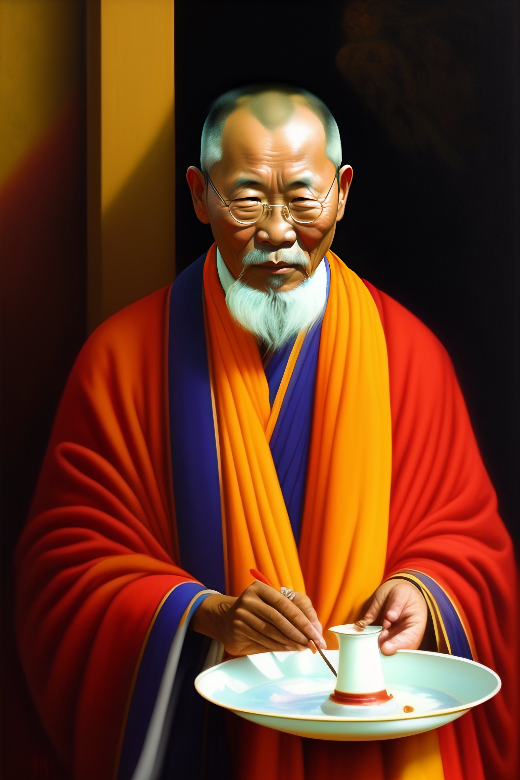 Lexica - Oil paiting of a chinese monk