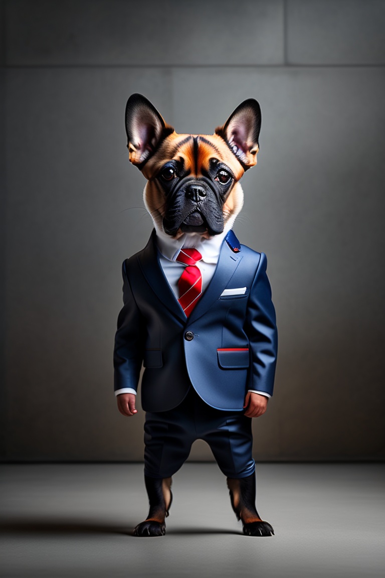 Lexica - Animal in a suit, photo shoot, facing camera, concrete ...