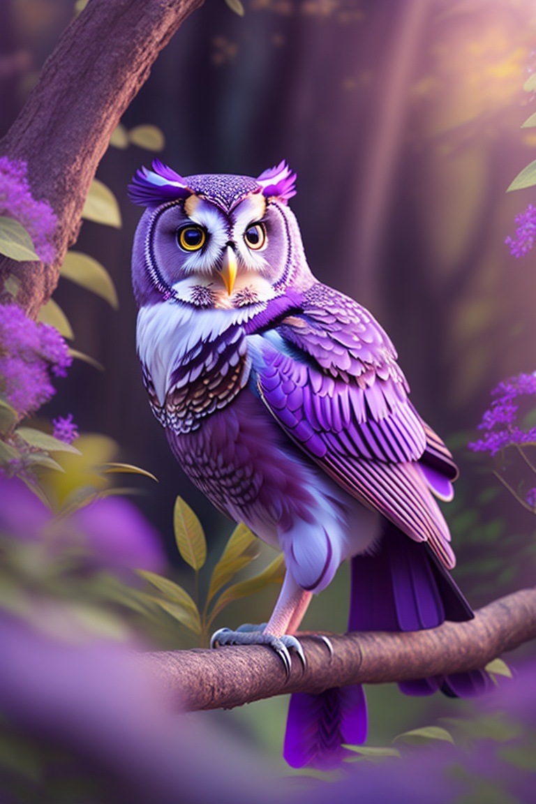 Lexica - A painting of a purple owl sitting in a forest, trending on ...