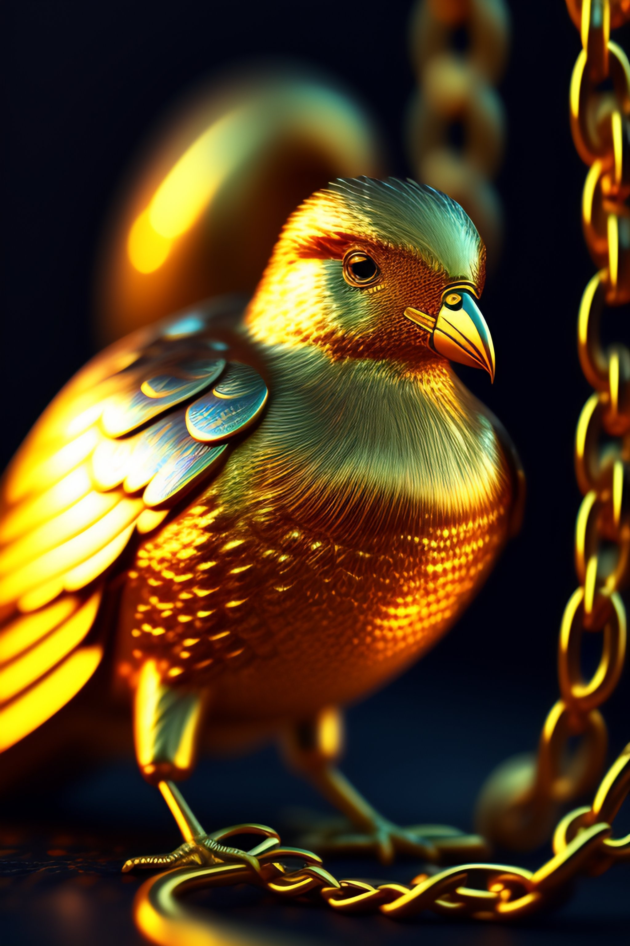 Lexica - A strong bird made of gold. The bird is surrounded by broken ...
