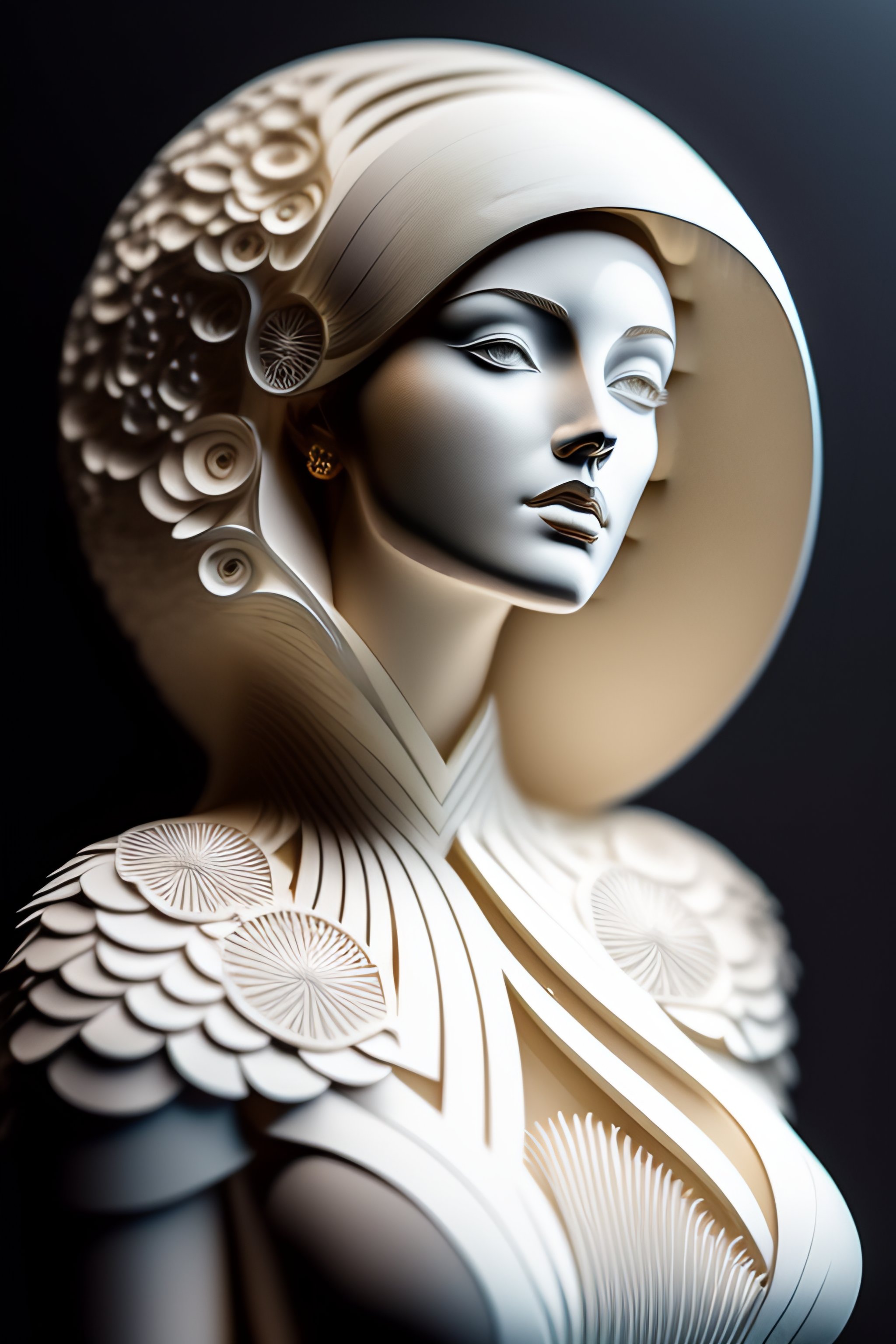 Lexica - White cut Paper sculpture woman