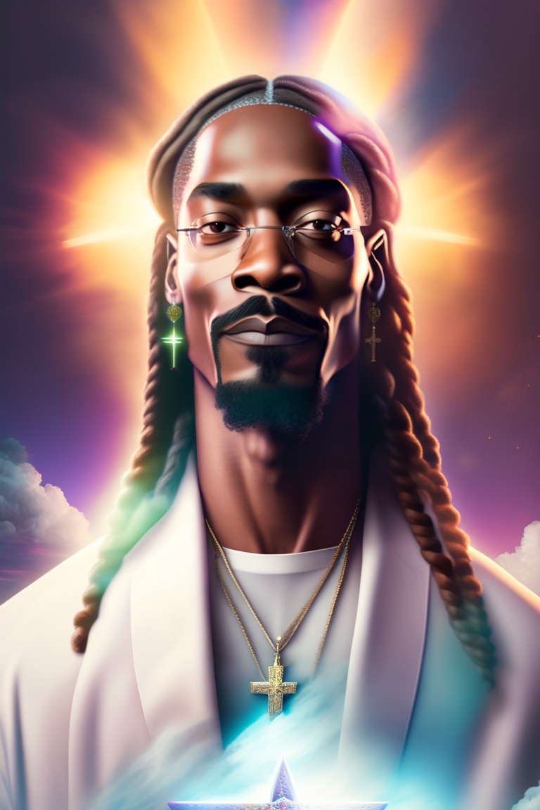Lexica - Snoop dogg in Jesus mode, wearing a white garment with the ...