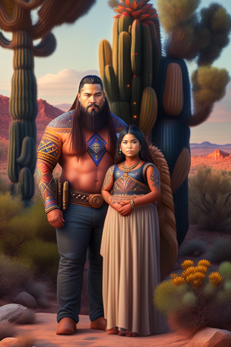 Lexica - Primitive Apache tattooed father, tattooed mother, baby ...