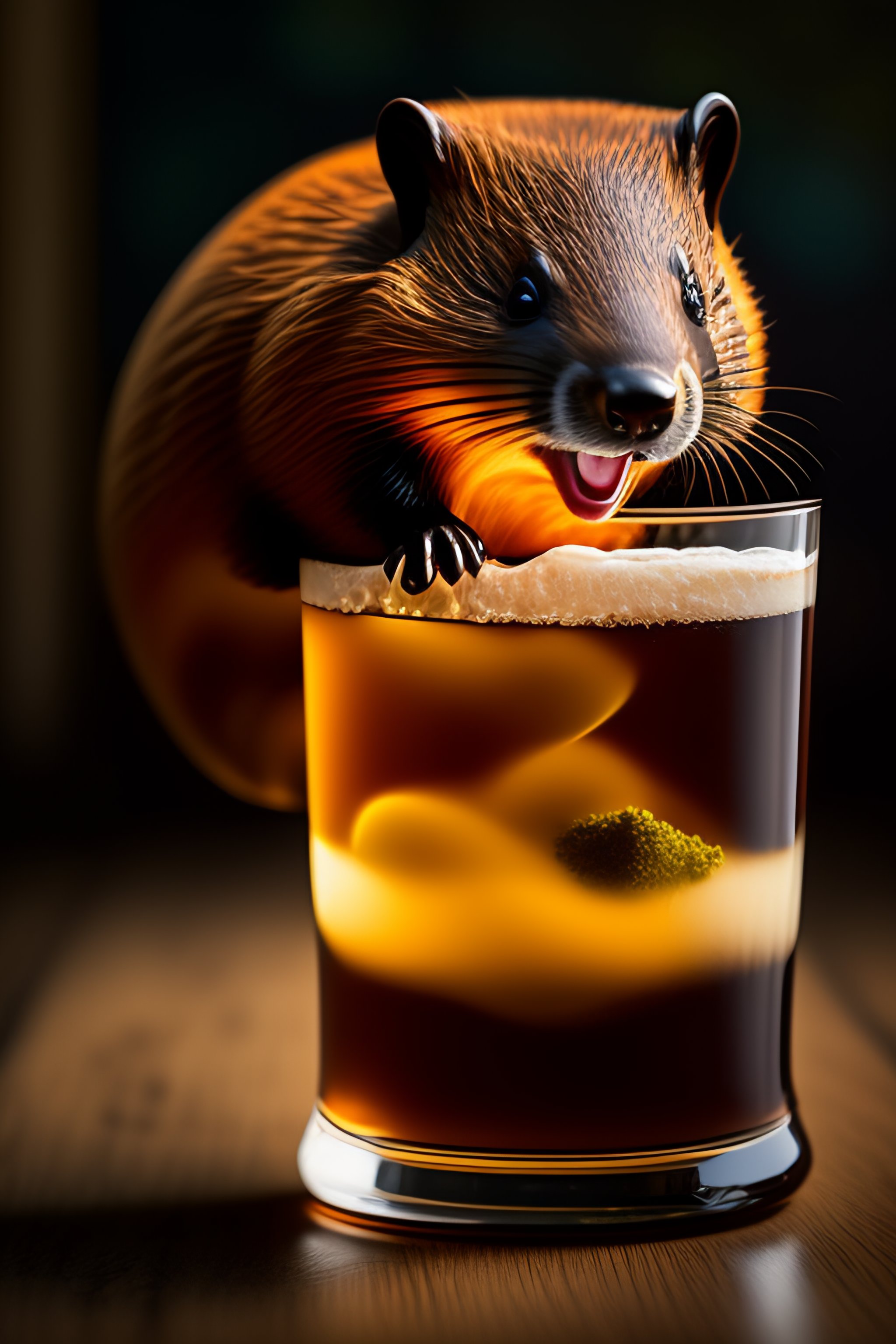Lexica - A beaver invasor drinking fernet