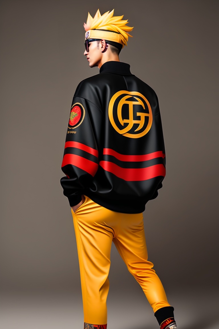 Lexica - Naruto in Gucci, Gucci pants, Gucci bag, Gucci pattern