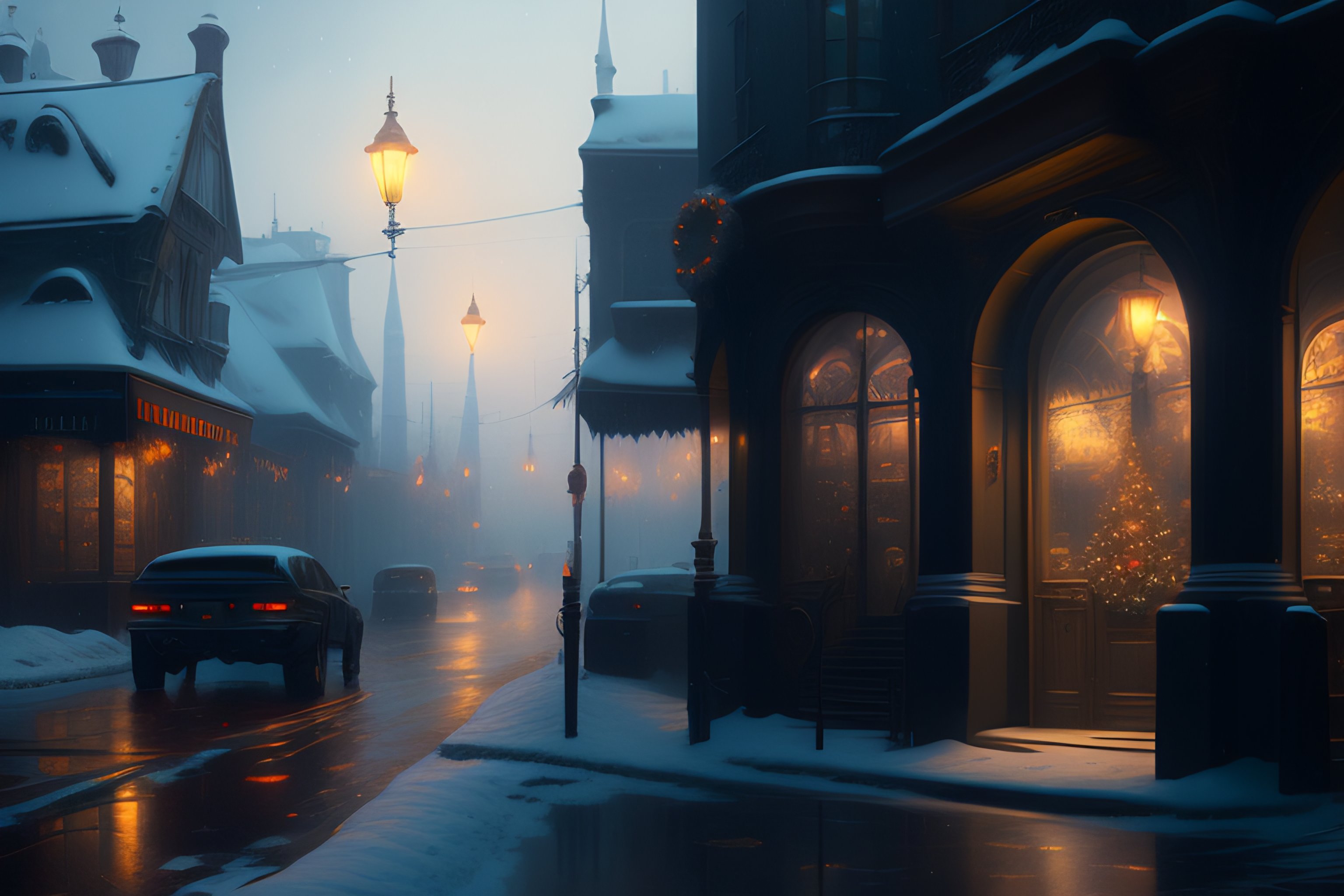 Lexica - An ultra detailed oil desaturated painting of thetown of galic ...
