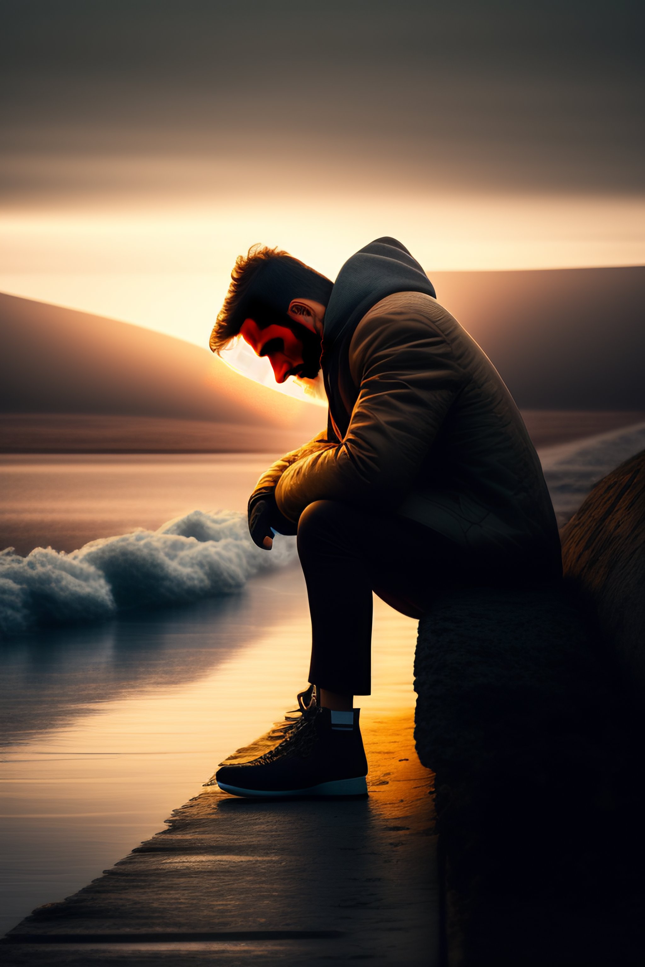 Lexica - Man in a roolm alone depressed and lonely