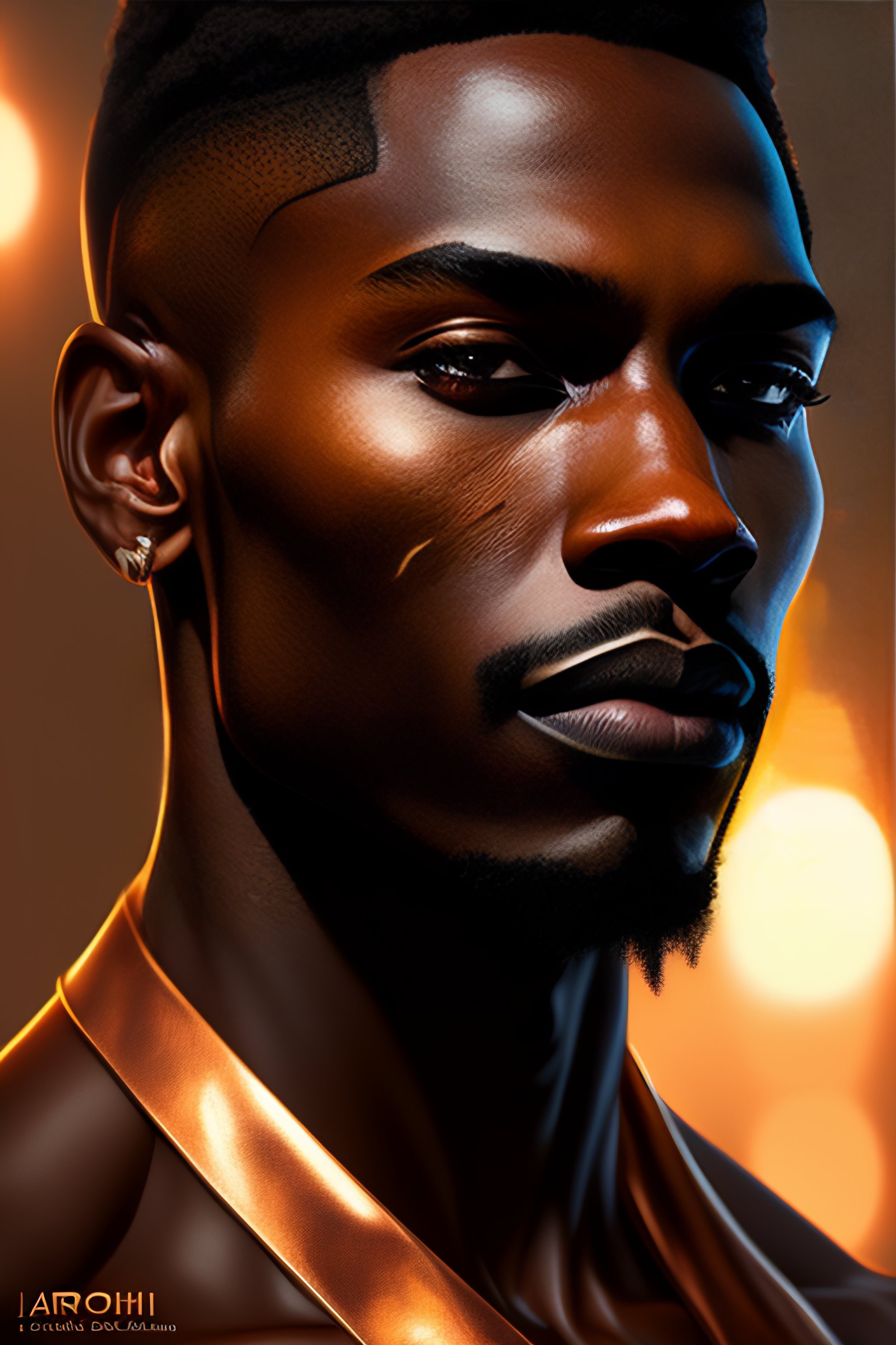 Lexica - Portrait of a dark god, melanated man, copper wires, visible ...