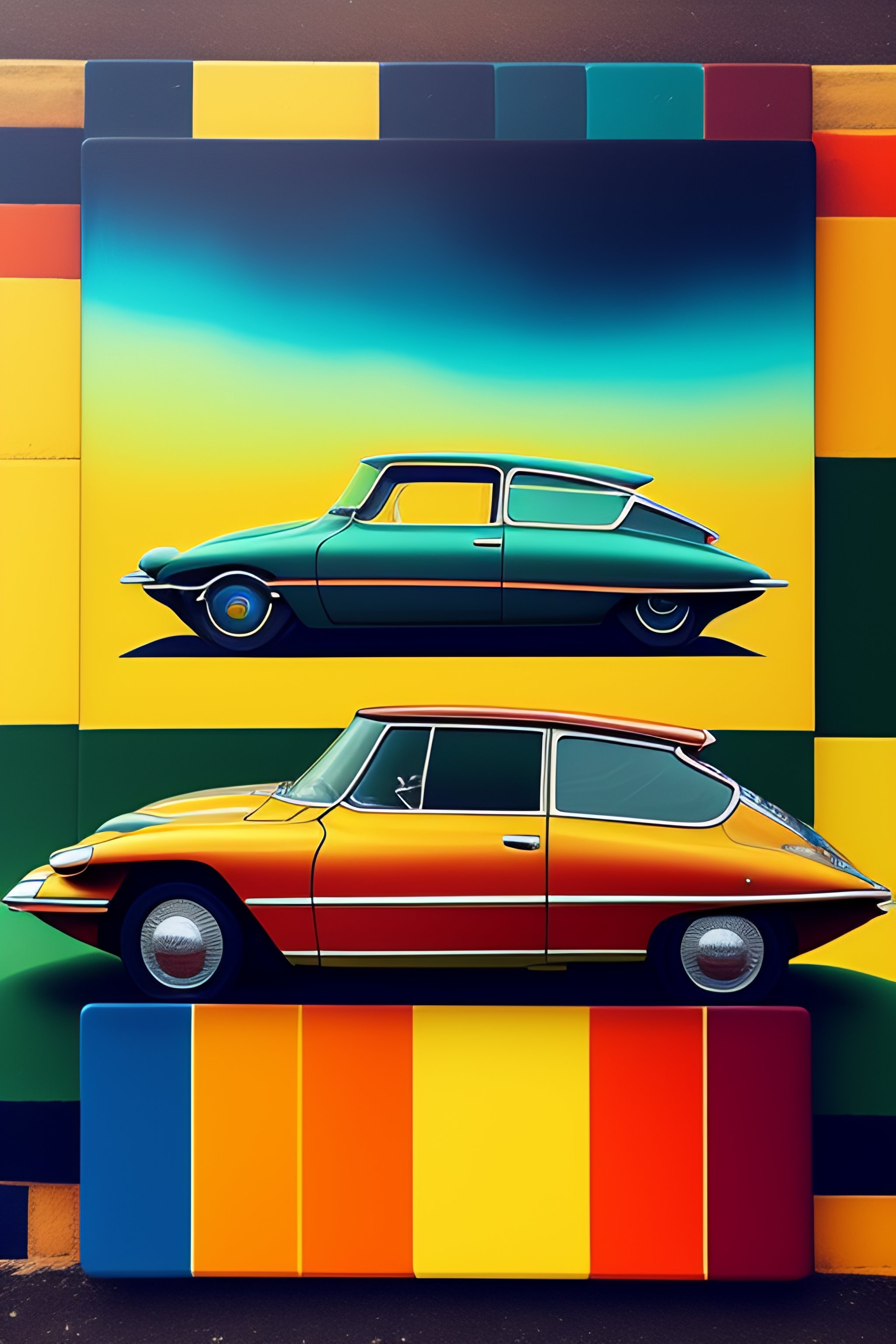 Lexica - A painting in the style of Van Gogh of a classic citroen DS