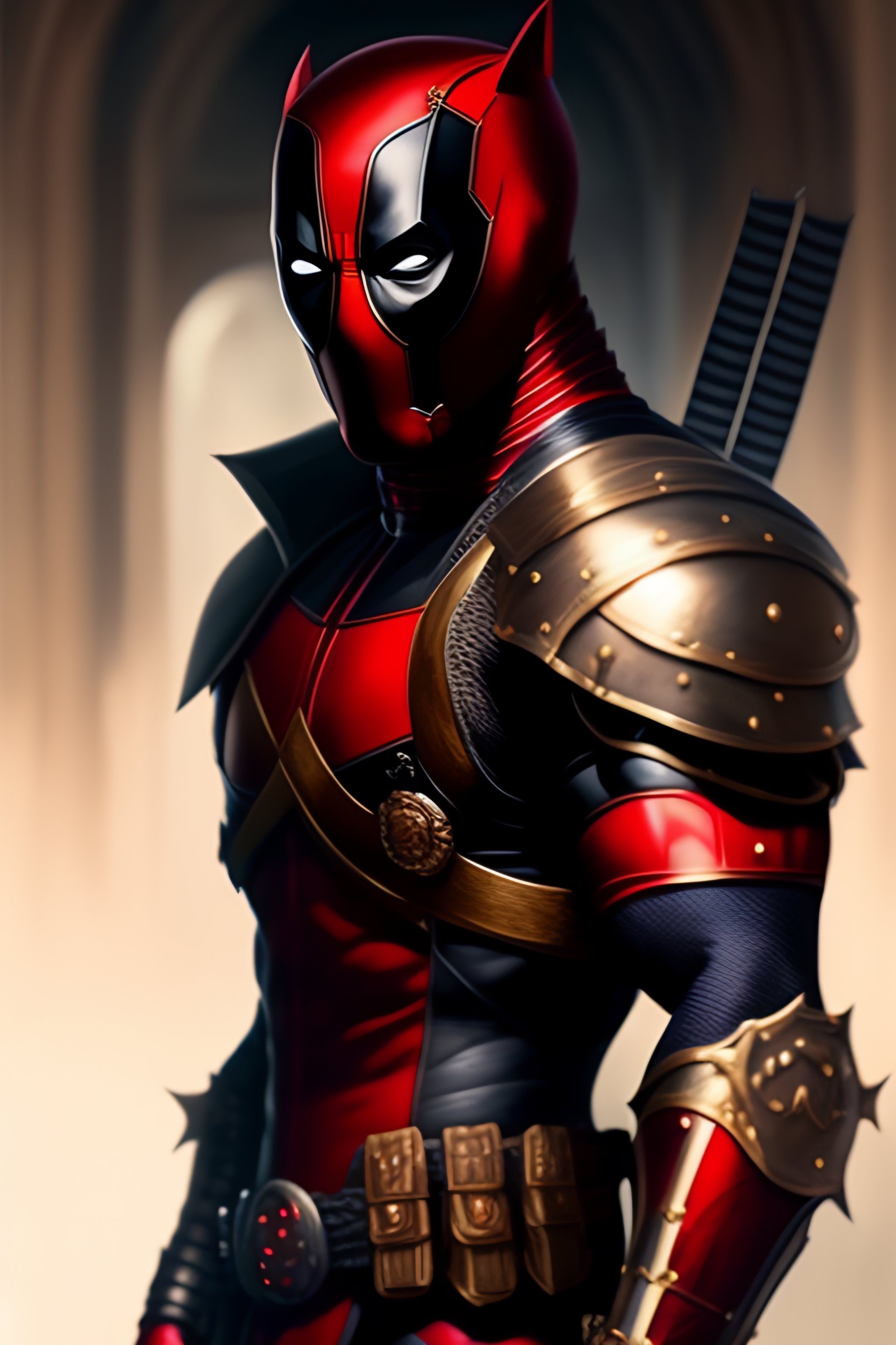 Lexica - Full body potrait muscular deadpool medieval knight portrait ...