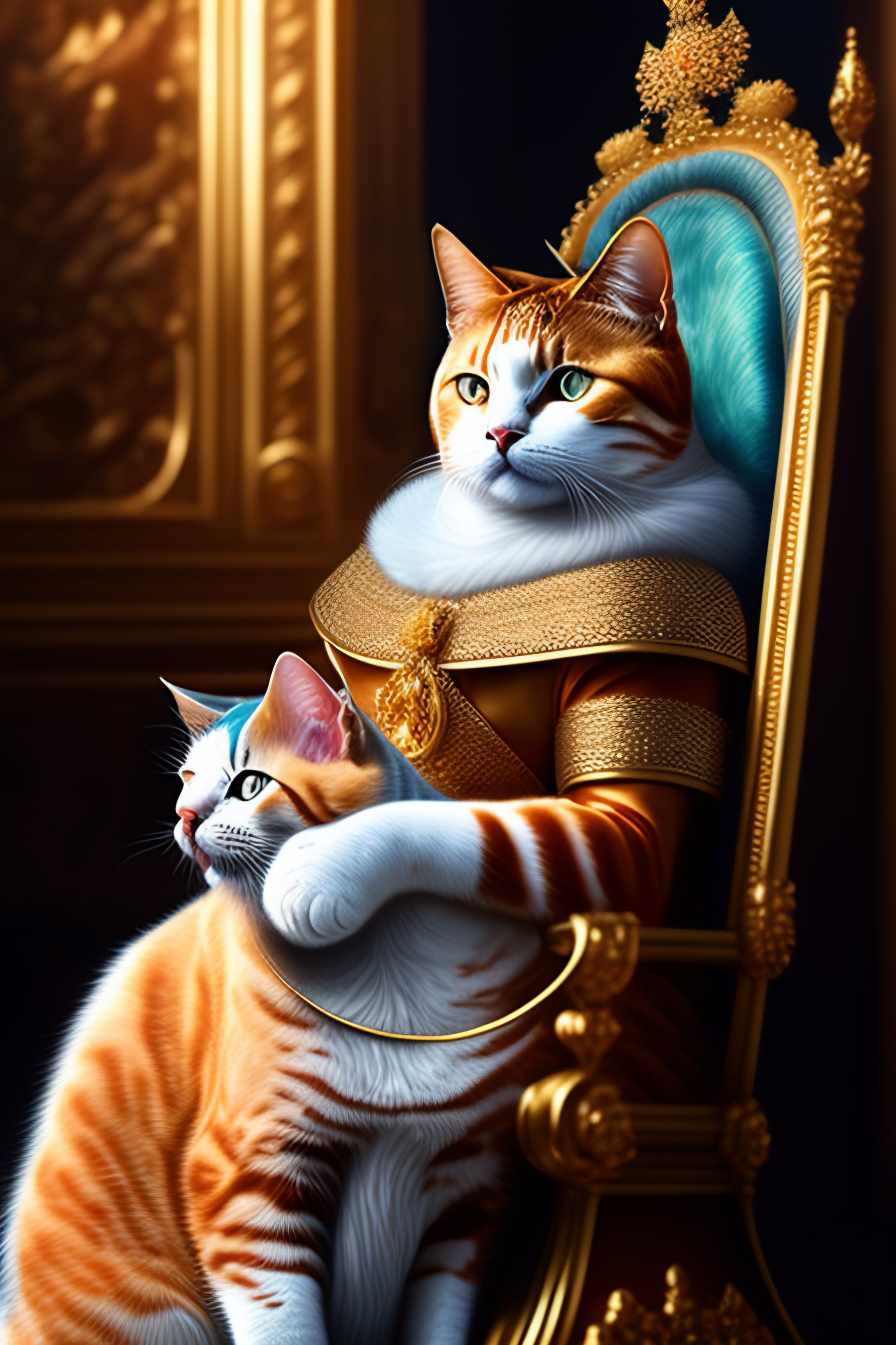 Lexica - A portrait of cat as a queen sitting on a throne, cute