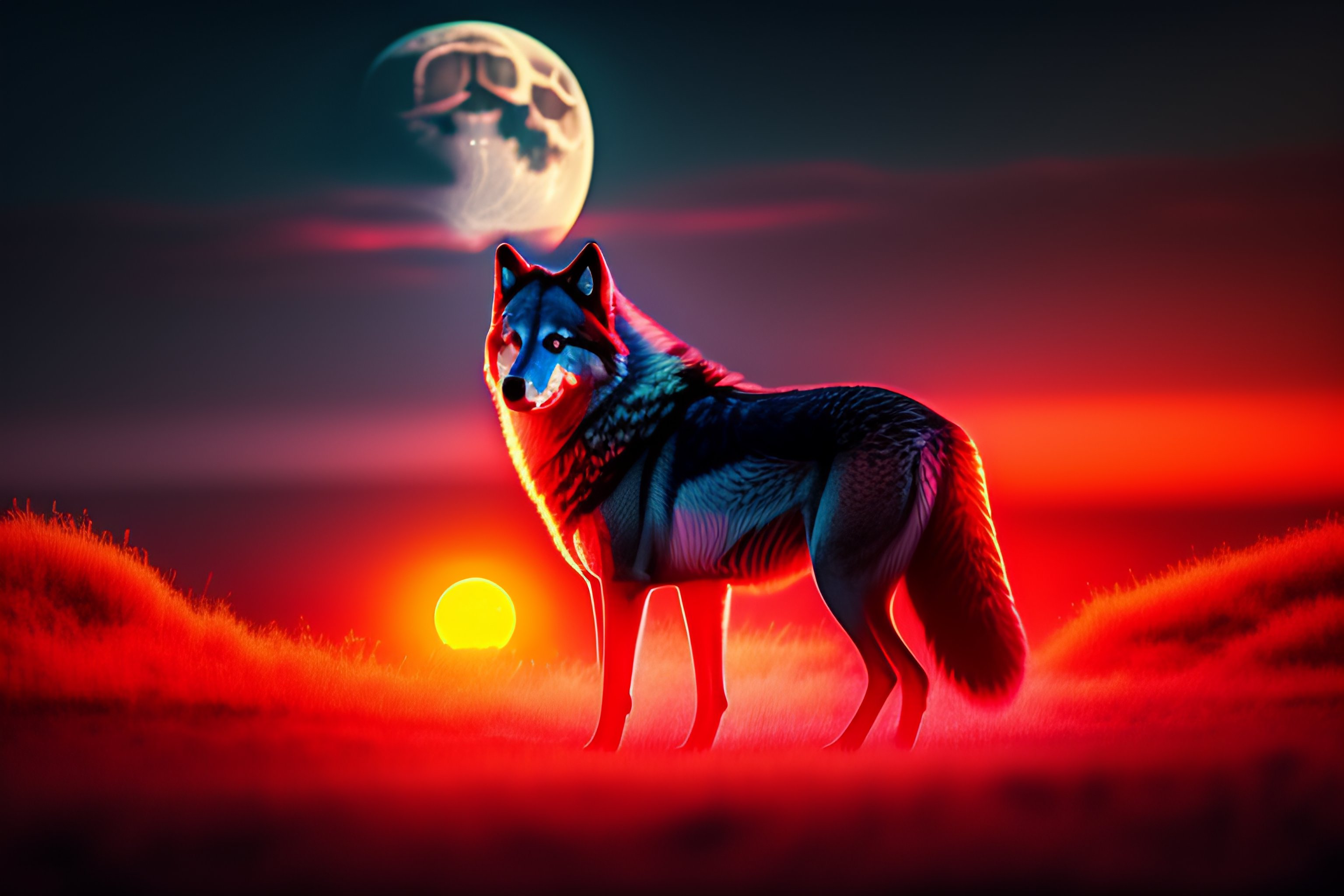 Red Moon Wolf Wallpaper