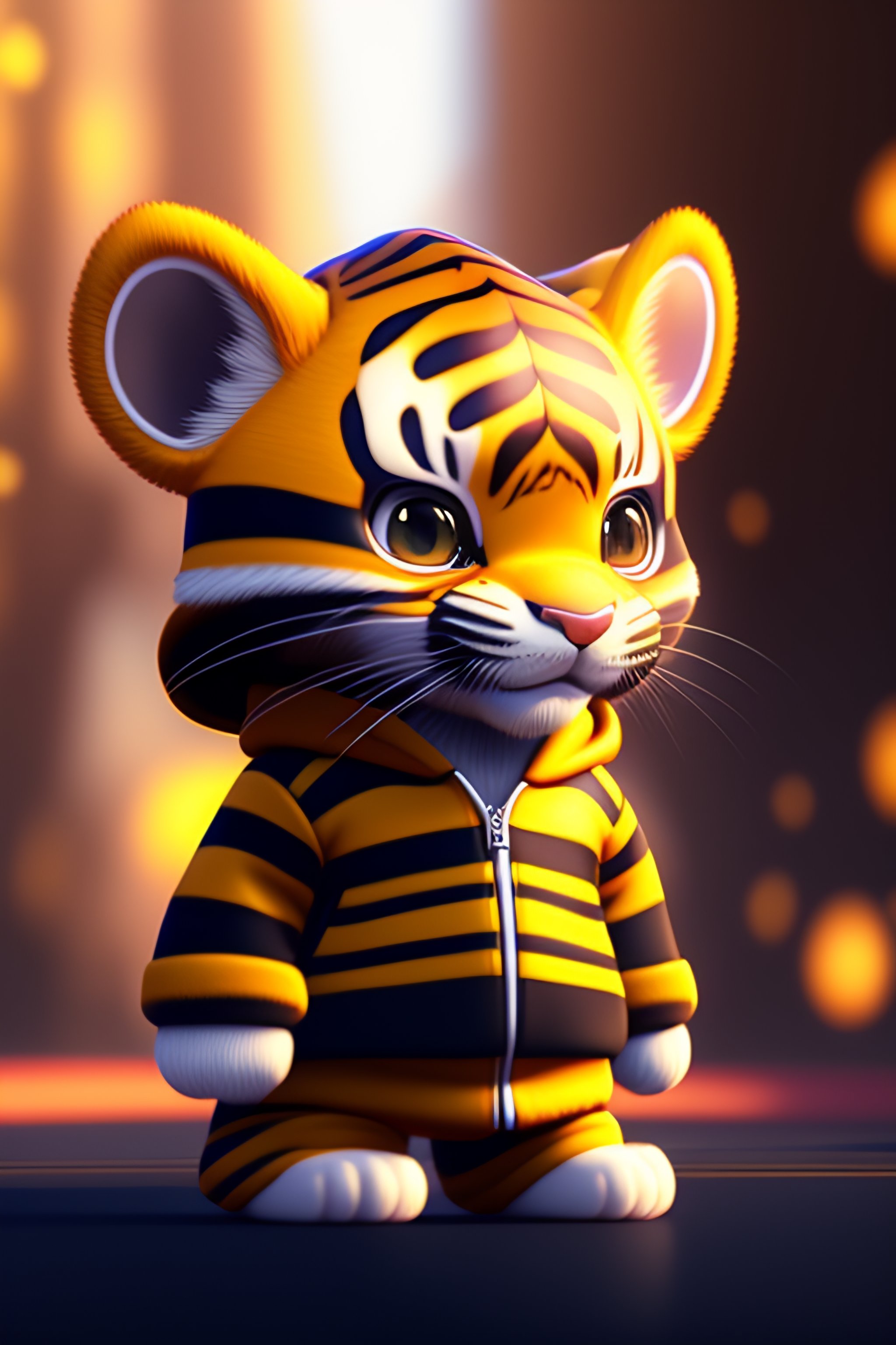 Lexica - Concept art of Little adorable mascot tiger wearing a hoodie ...