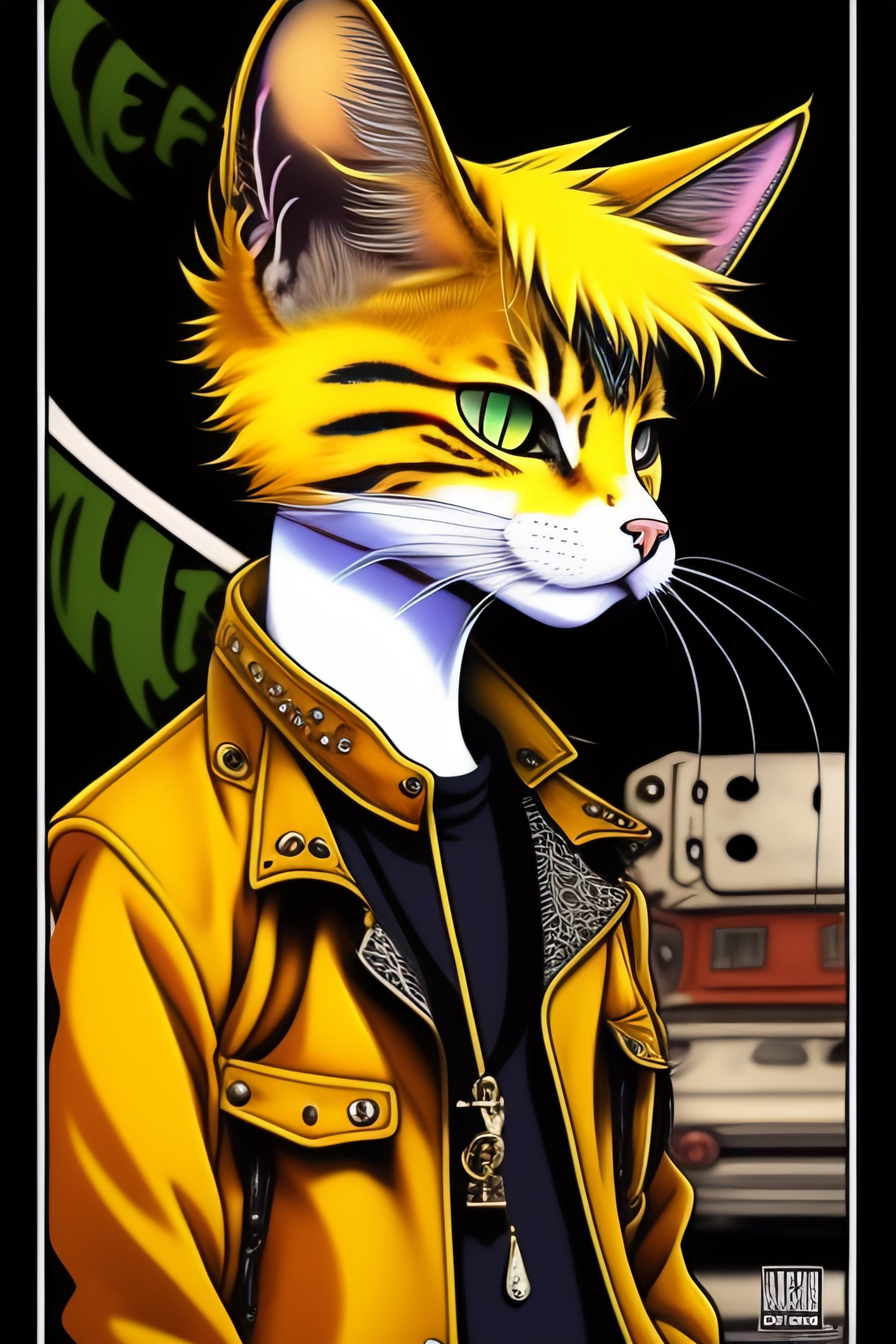 Lexica - A punk cat character, illustrated by Hergé, style of comics ...