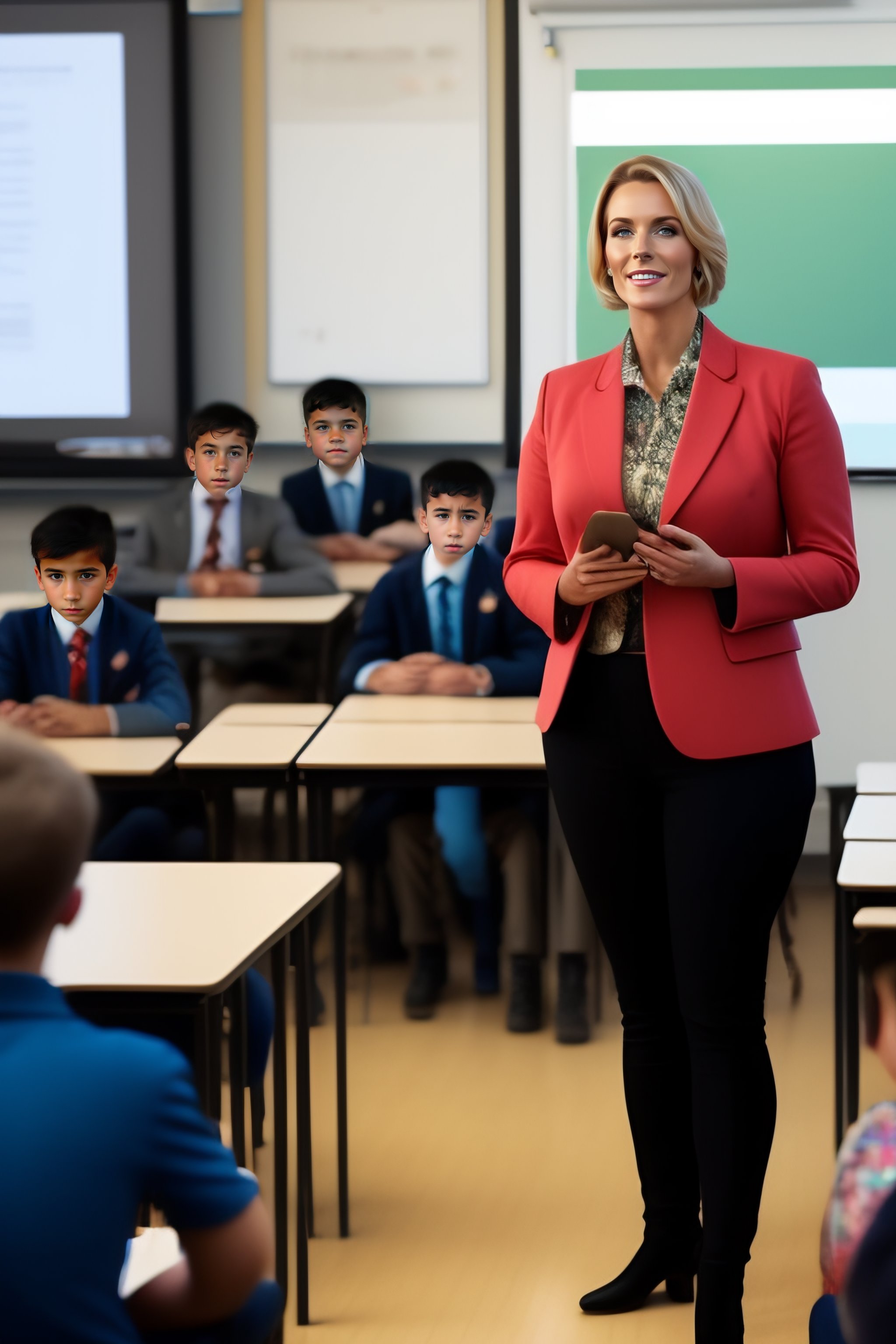 Lexica - A white-skinned young English teacher stands in front of the ...