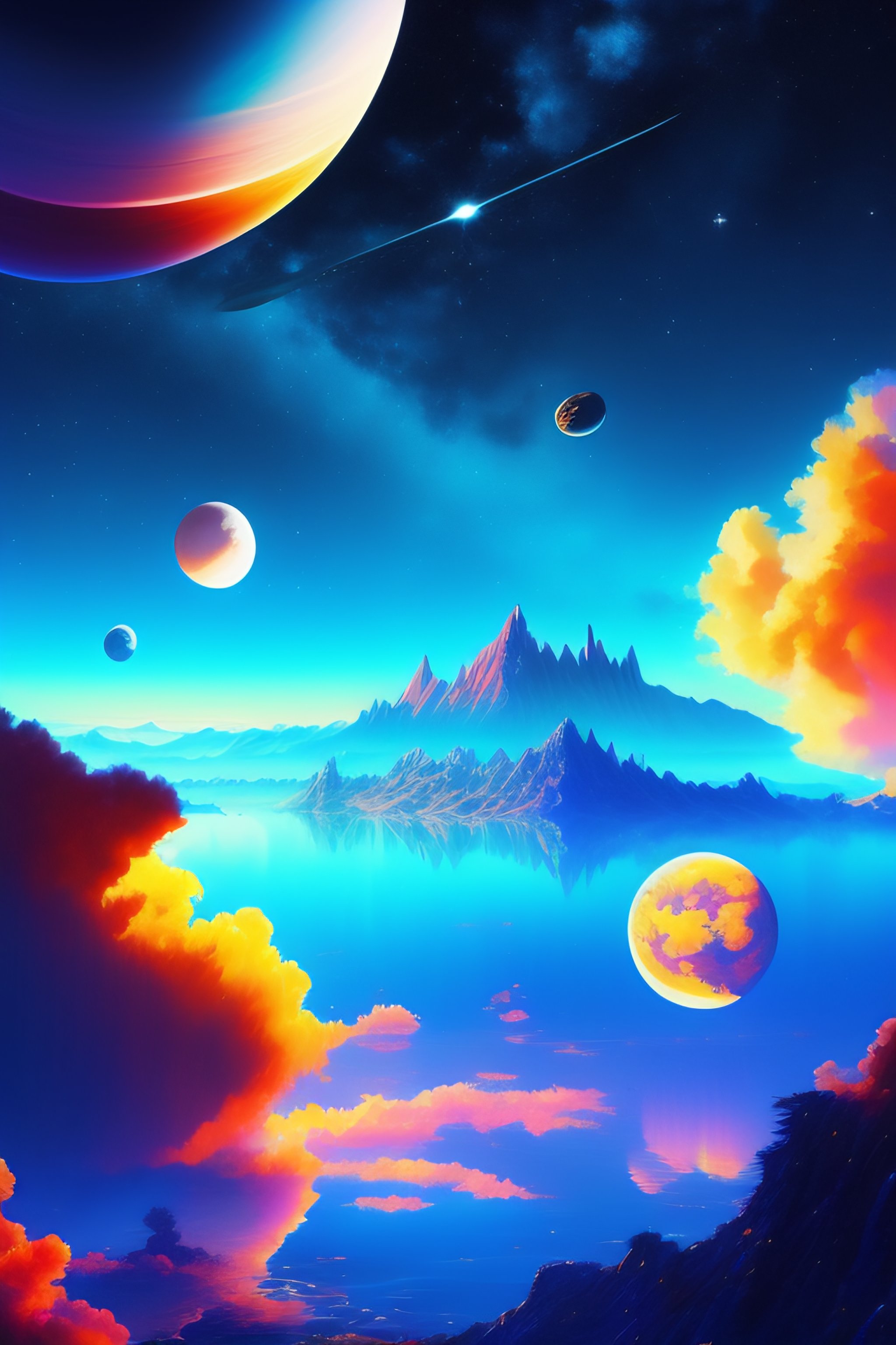 Lexica - Anime space planets blue