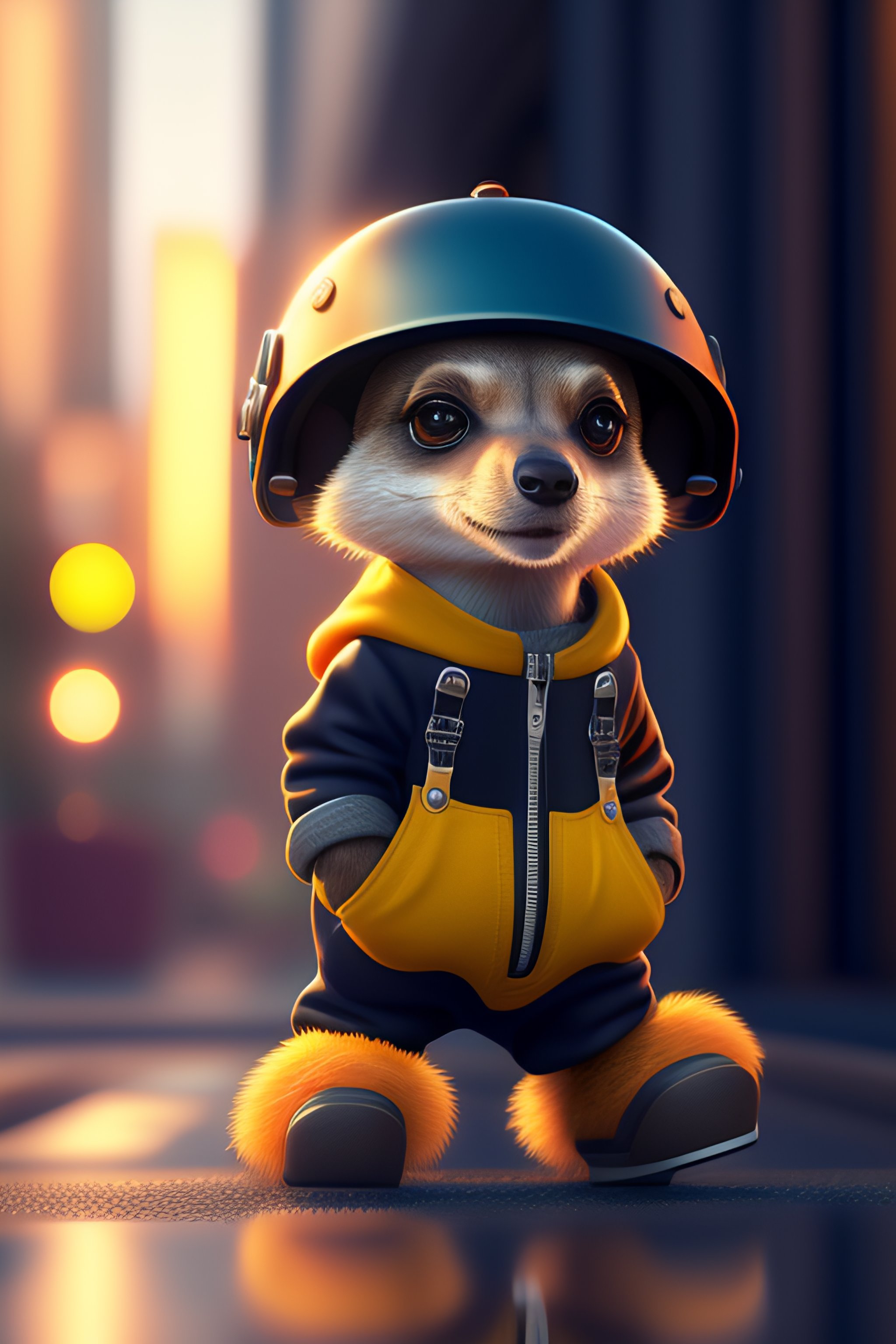 Lexica - Cute little humanoid suricate, dressed with dungarees, shoes ...