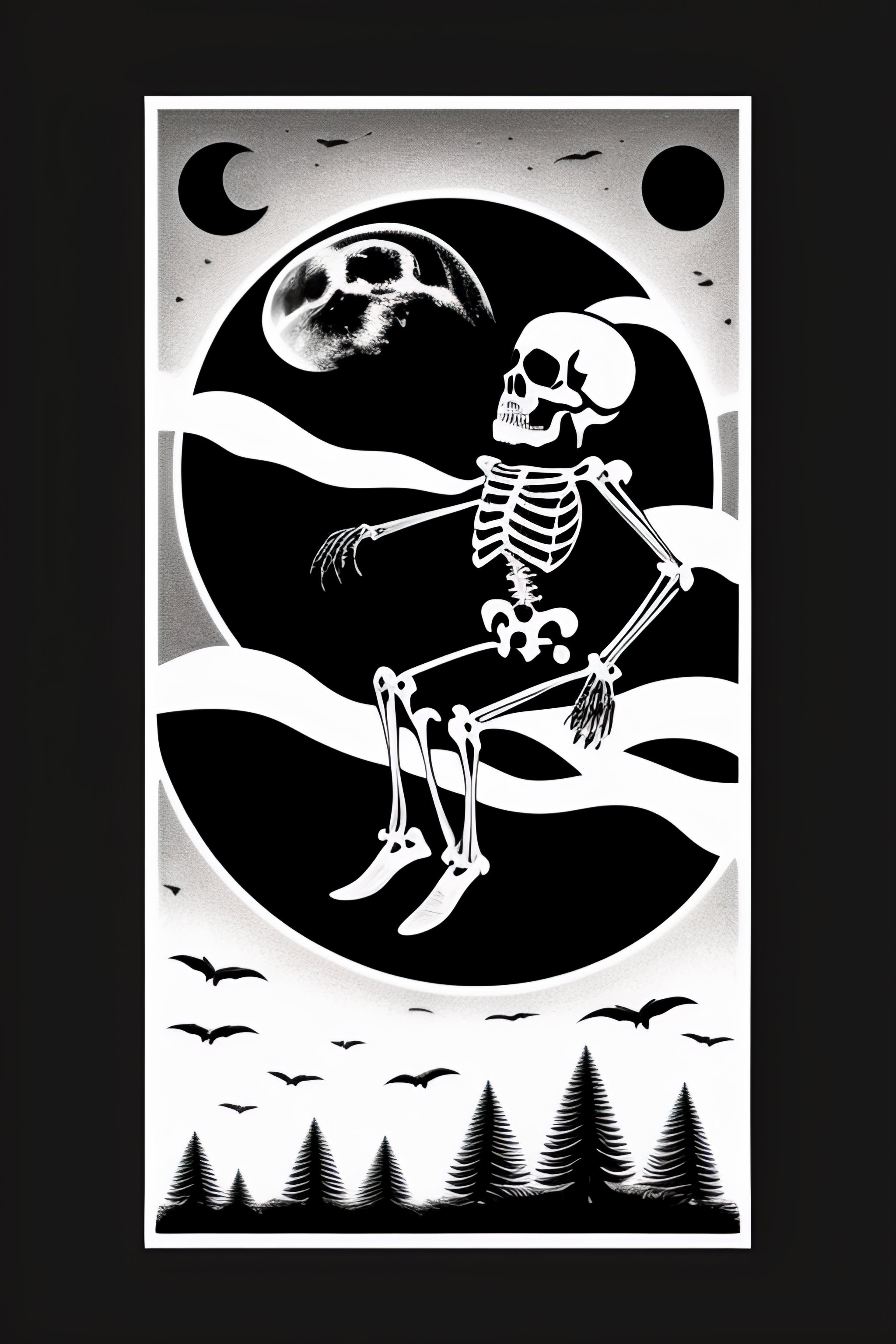 Lexica - Https://s.mj.run/7libco4S7js A skeleton is swinging on a moon ...