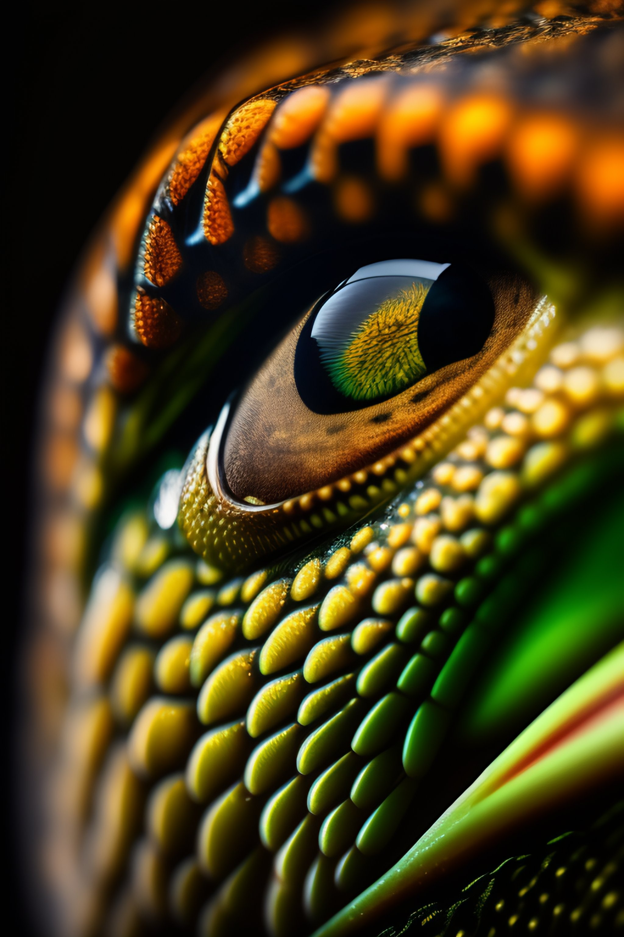 Lexica - Extreme detailed close up of eye reptilian slightly from the side