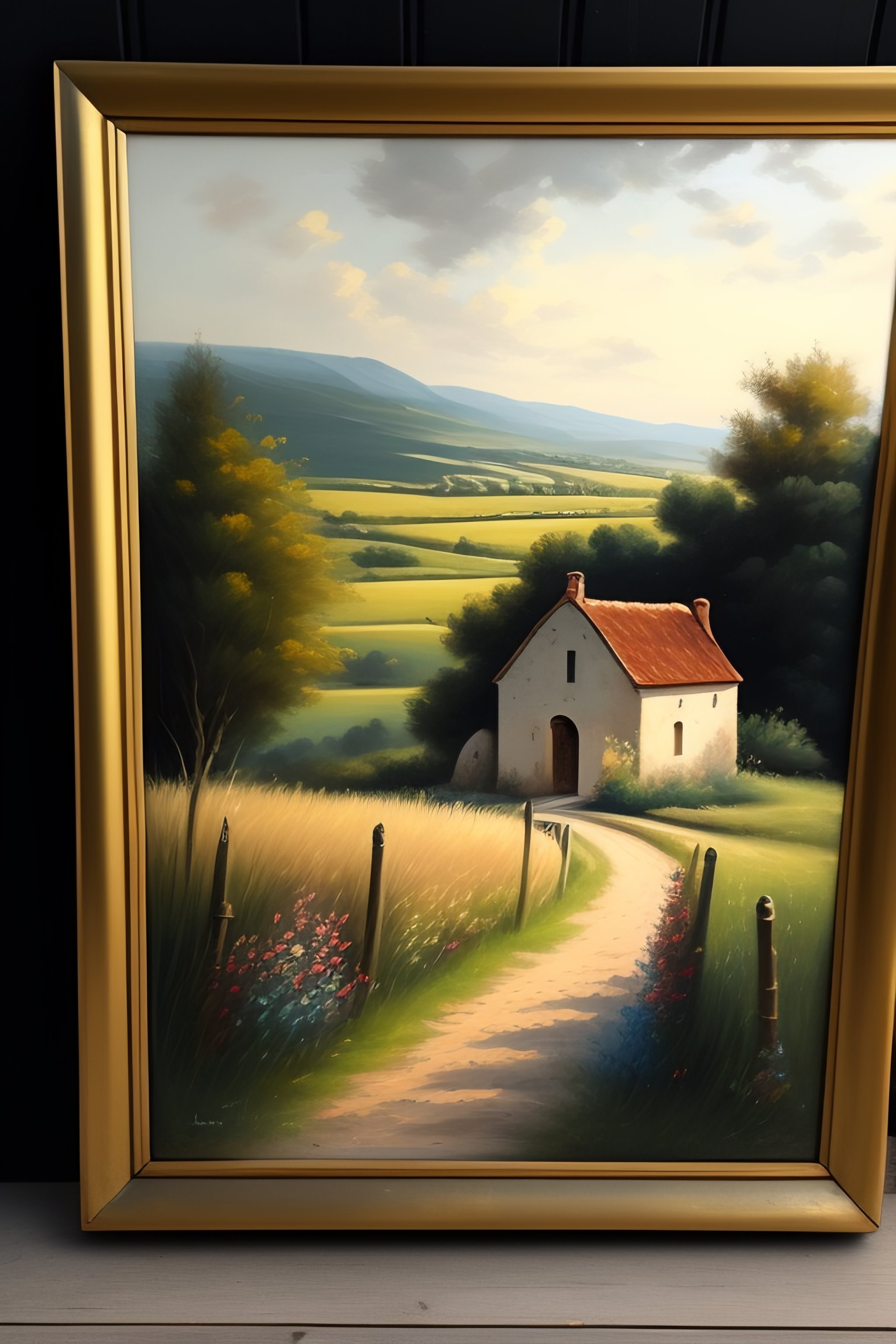 Lexica - French vintage oil painting of Landscape with Country ...