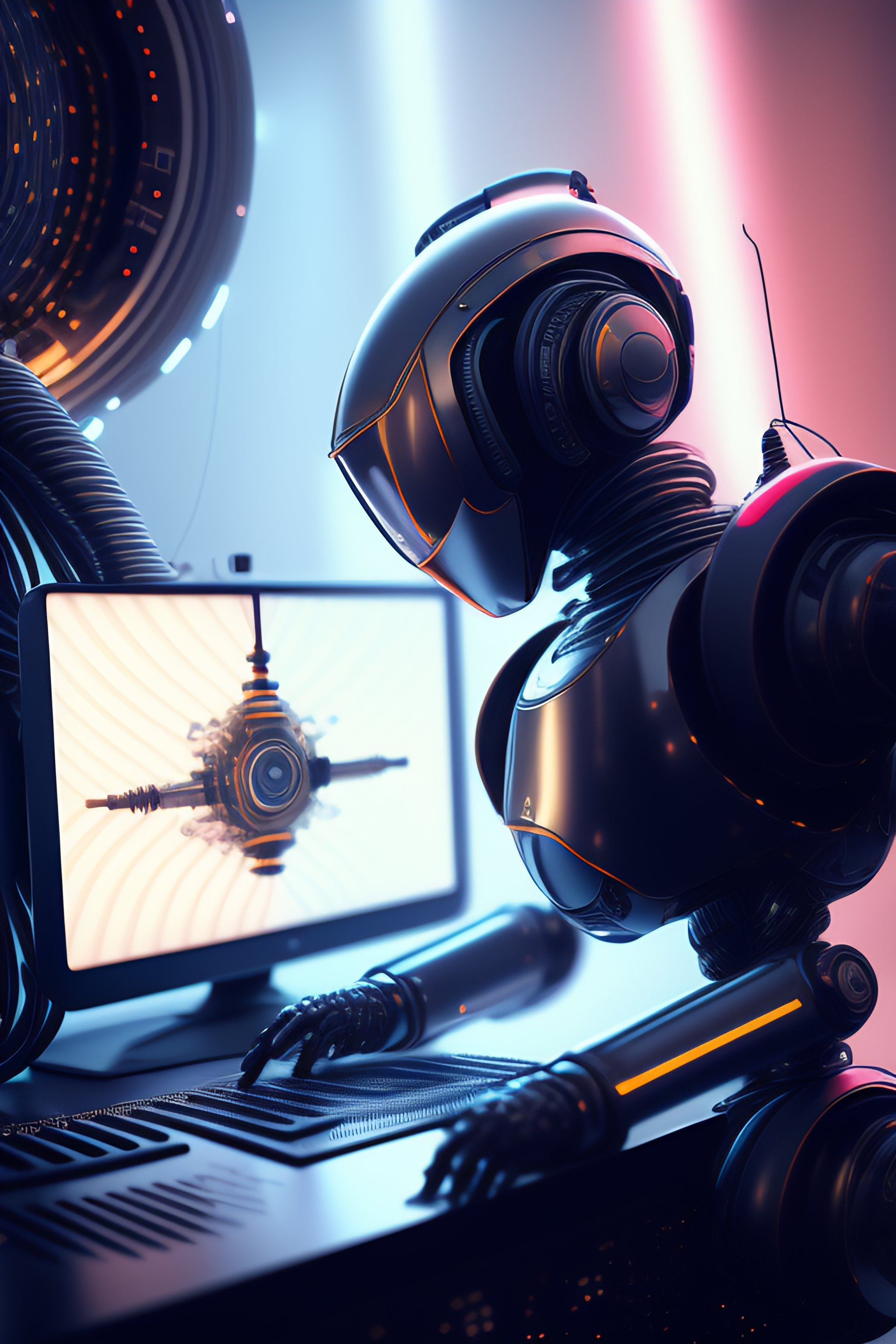 Lexica - One line drawing of robot playing electronic music, fine art ...