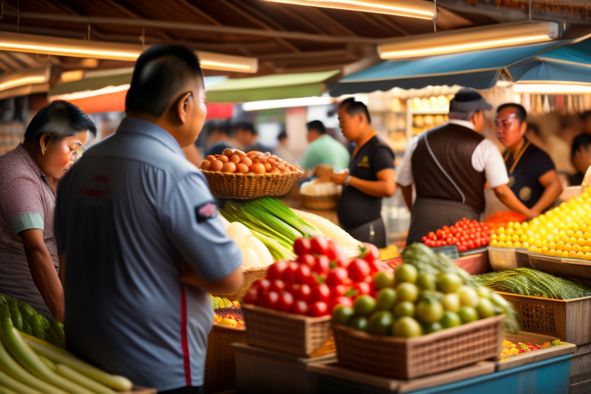 Lexica - A photo of vendors selling various fresh produce and street ...