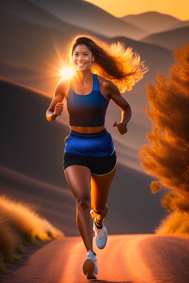 Lexica - A picture of girl running along a scenic route, with the ...
