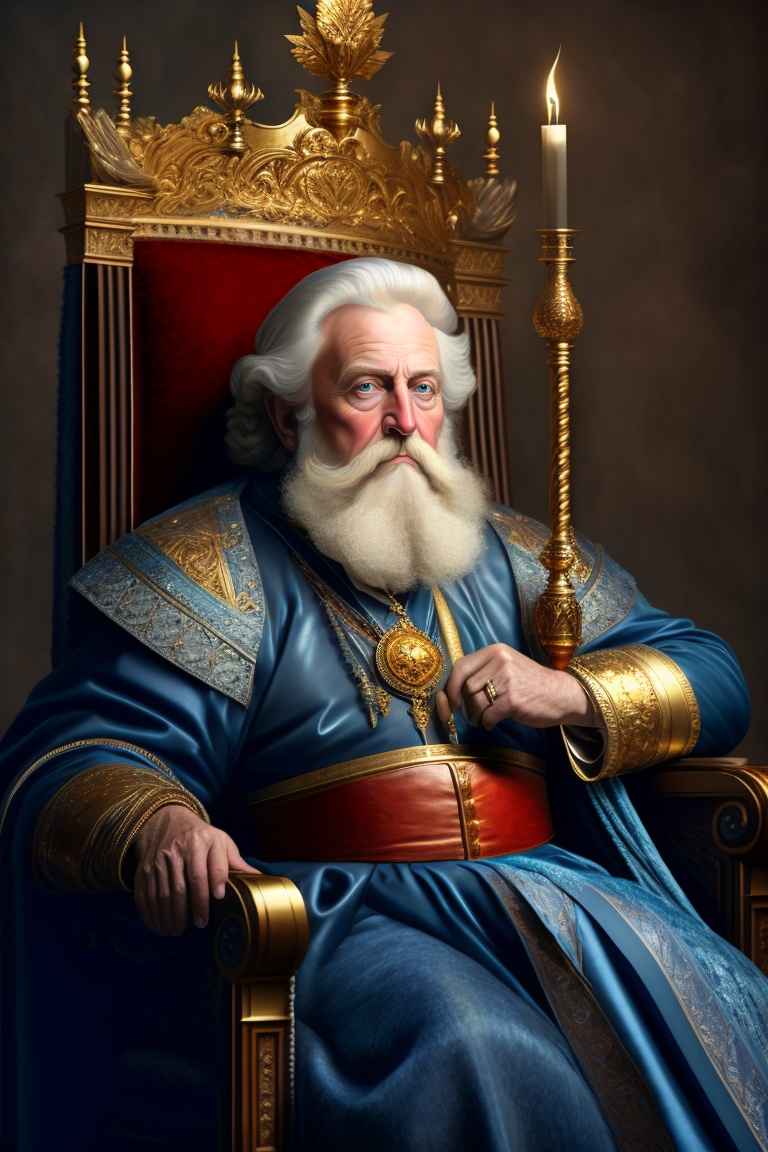 Lexica - A portrait of King Solomon in his old age, sitting on a throne ...