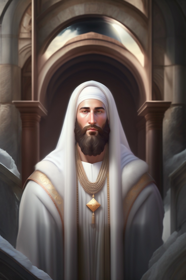 Lexica - Jesus christ , round face, white turban, front view white ...