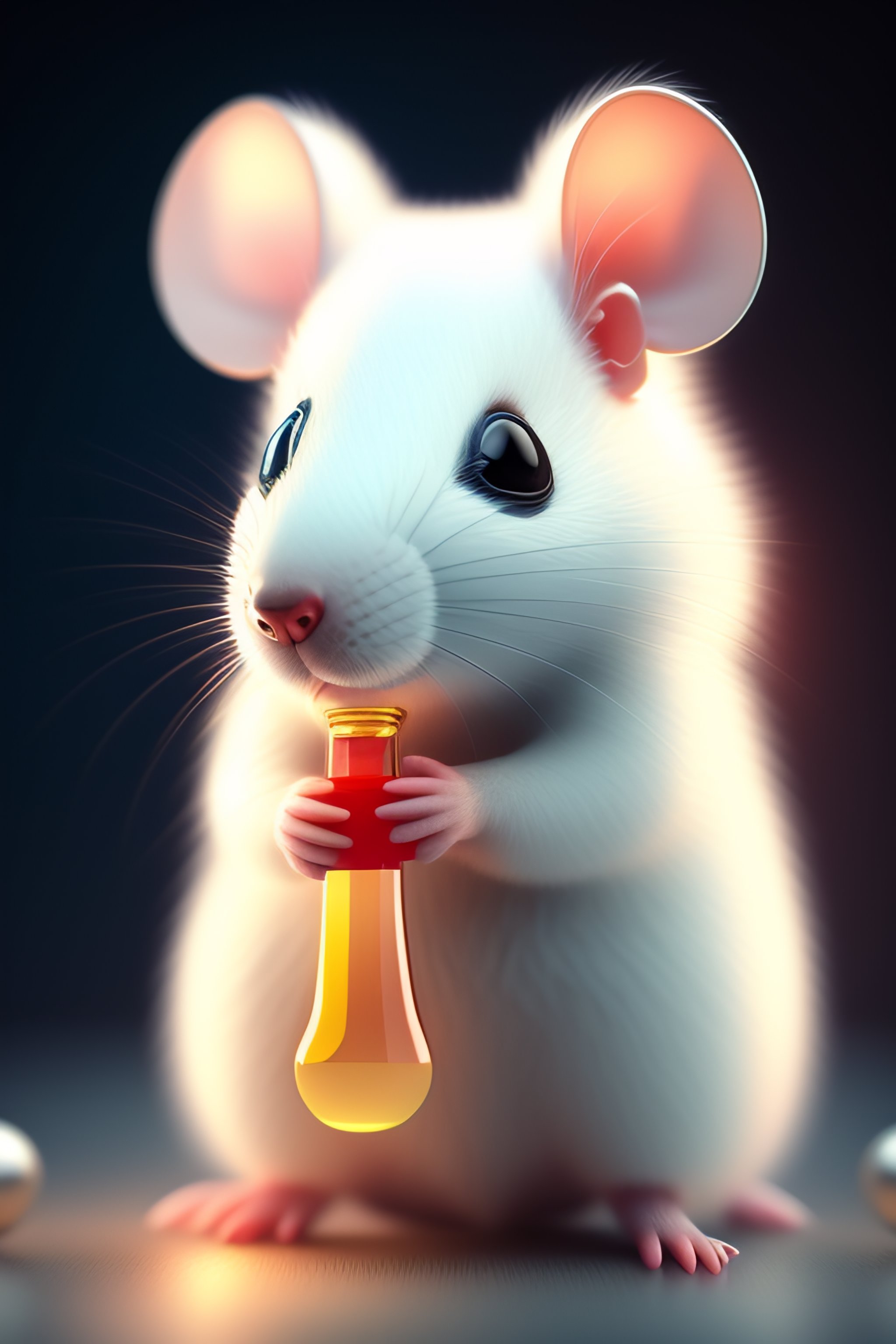 Lexica - A 3d render of a cute fuzzy pet rat dressed in a white lab ...