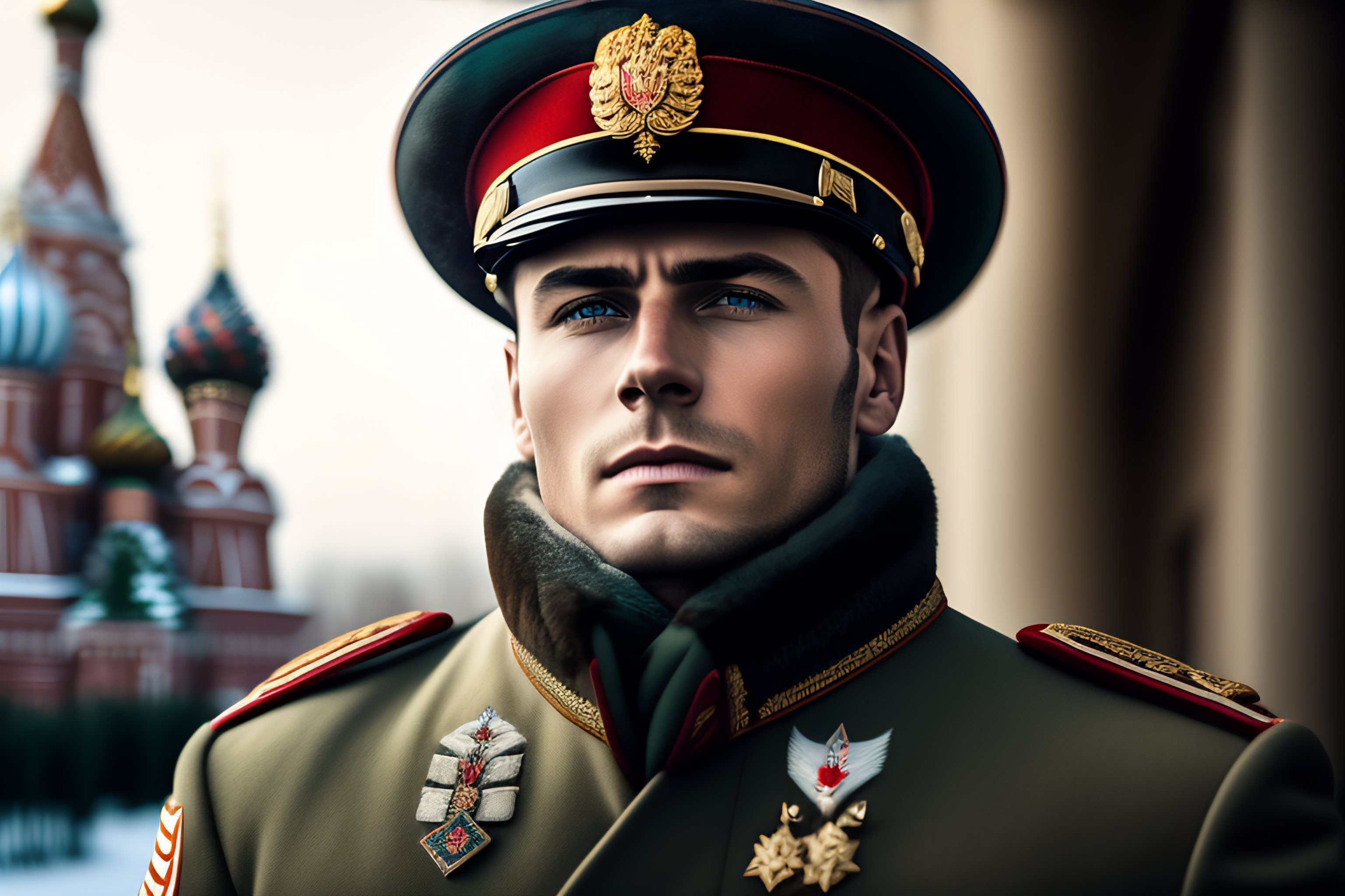 Lexica - Beautiful portrait of a russian male officer in uniform