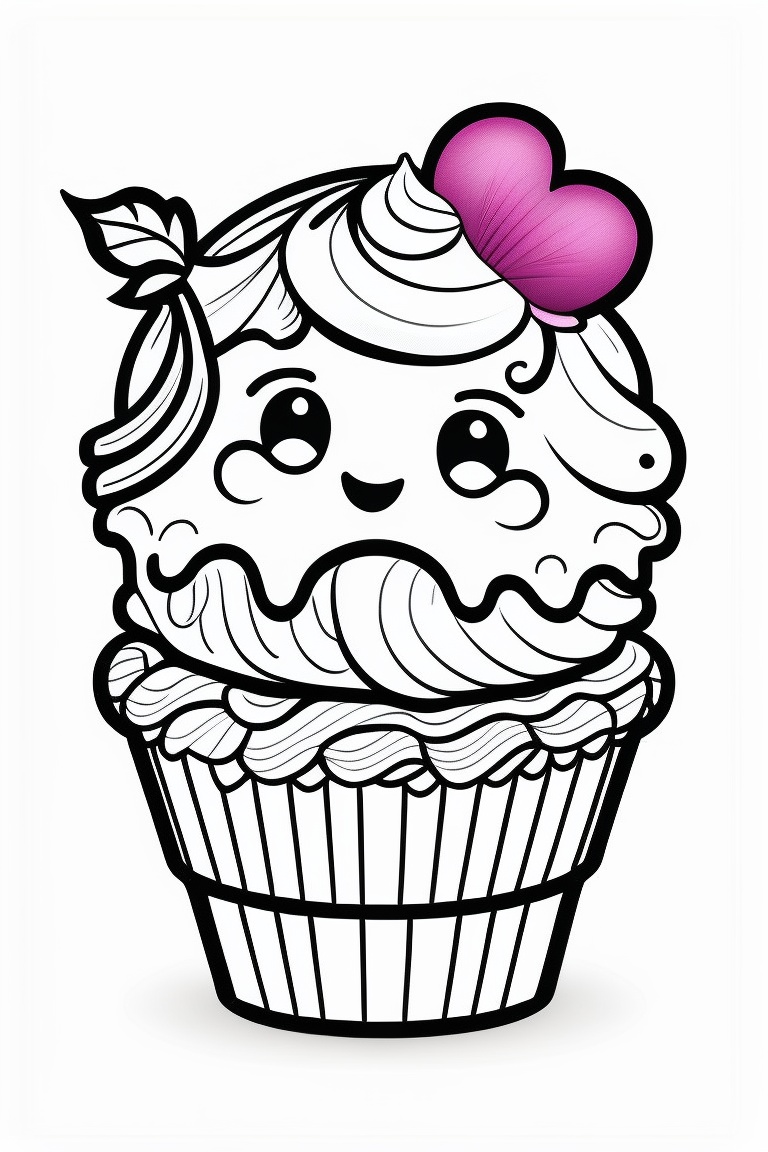 Lexica - A cute cupcake with cute face, cluttered maximalism, coloring ...