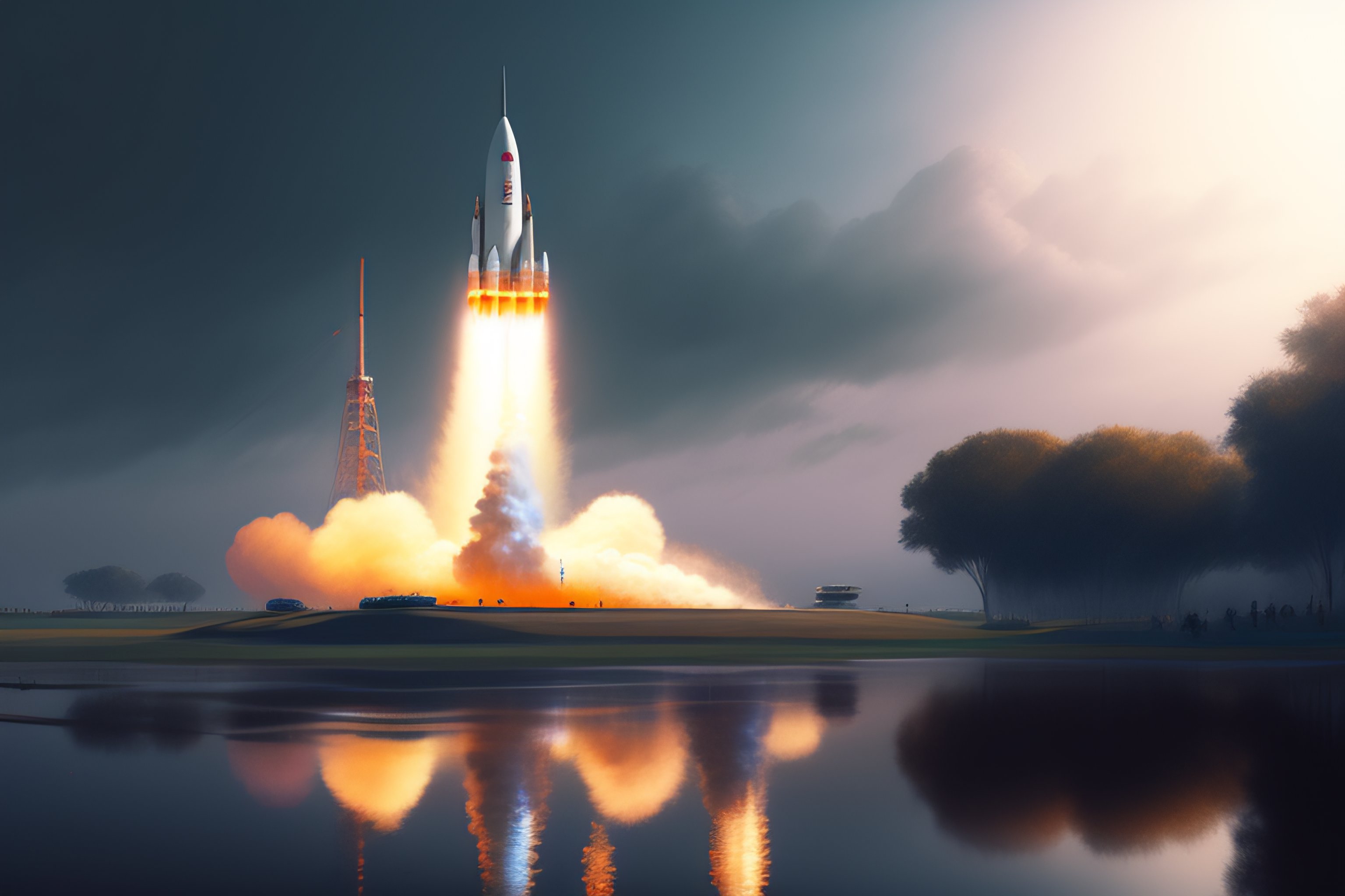 Lexica - A saturn v rocket on the launch pad, intricate, elegant ...