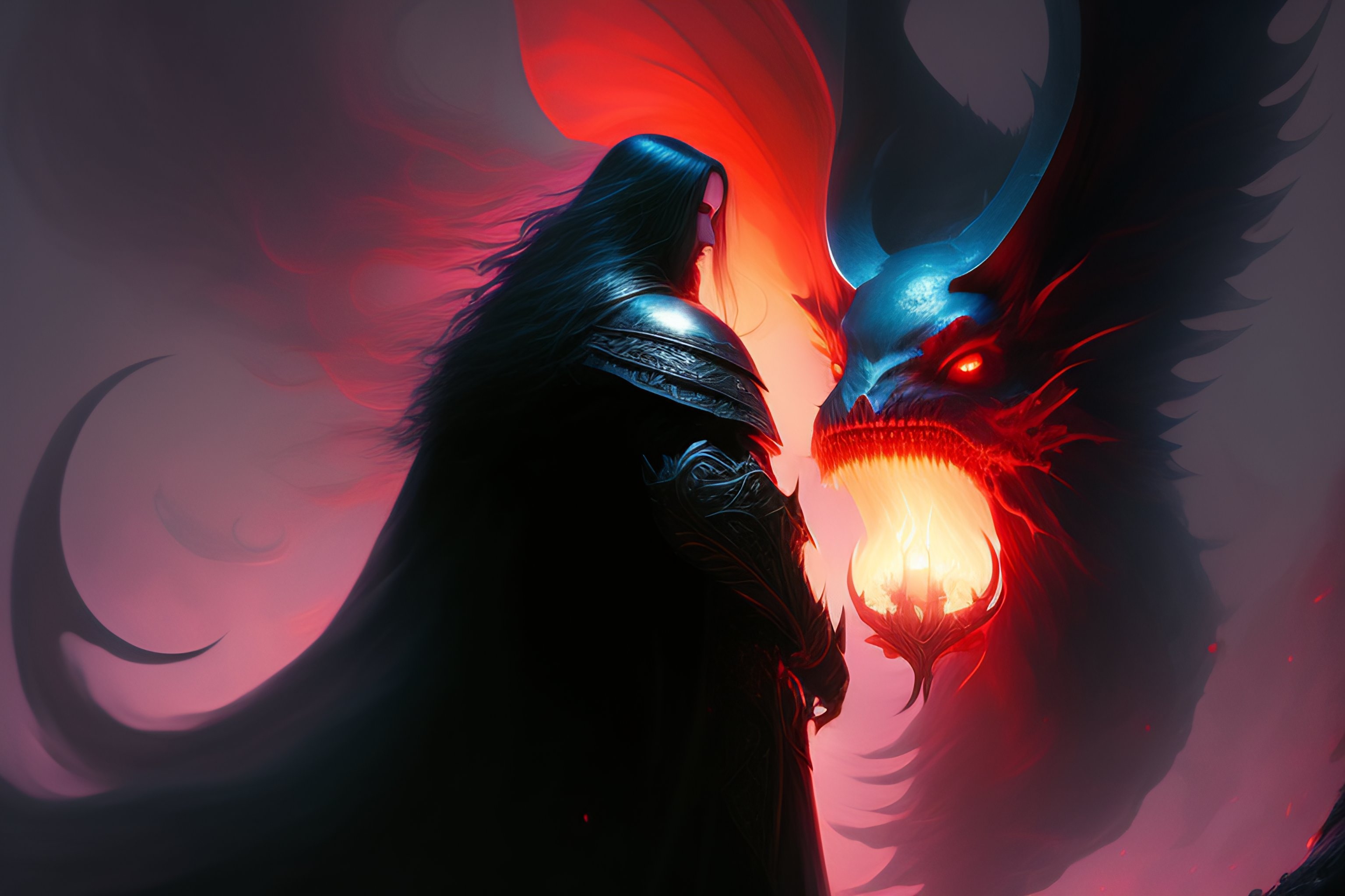 Lexica - Scene of a dark red demon cleric wizard summoning a fantasy ...