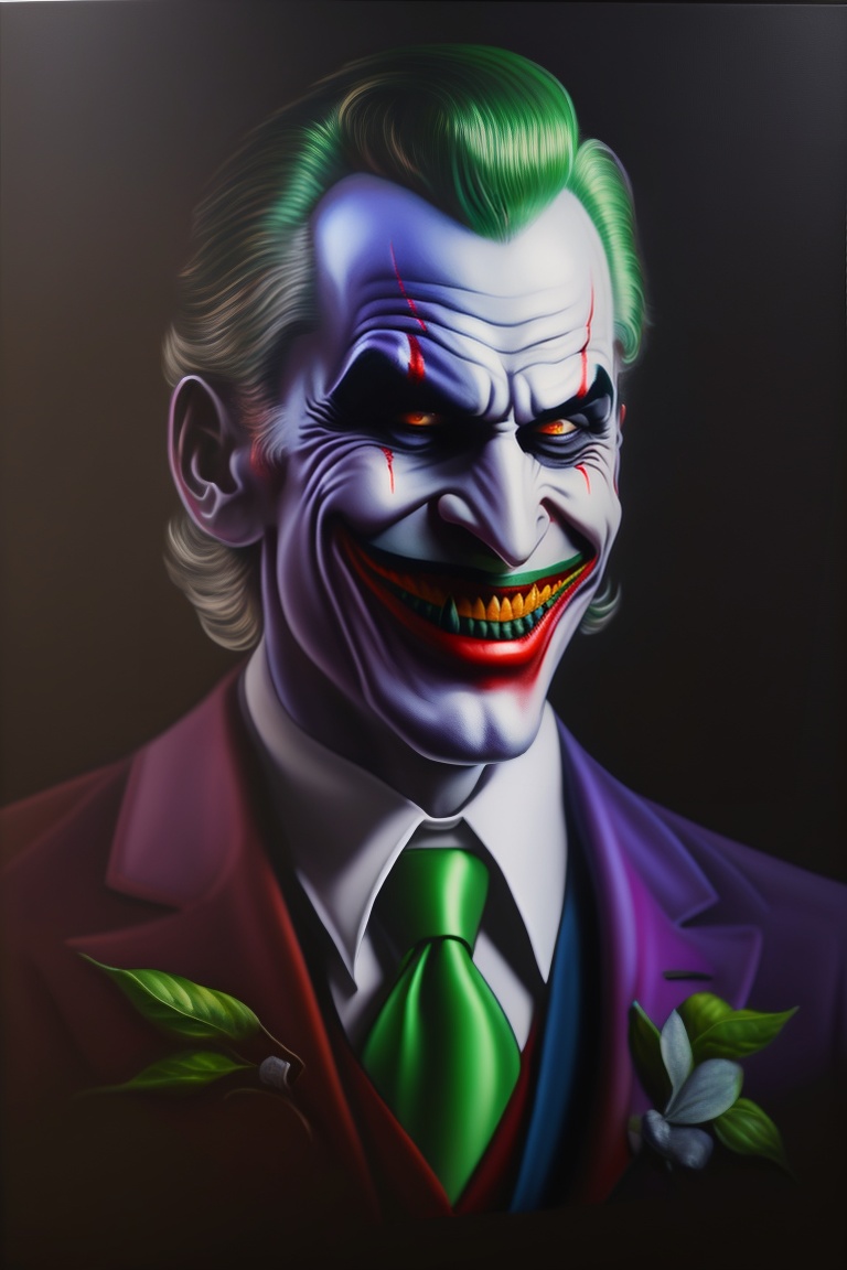 Lexica - Evil joker, acrylic painting, hyper realistic, 4k, cinematic color, dark tone