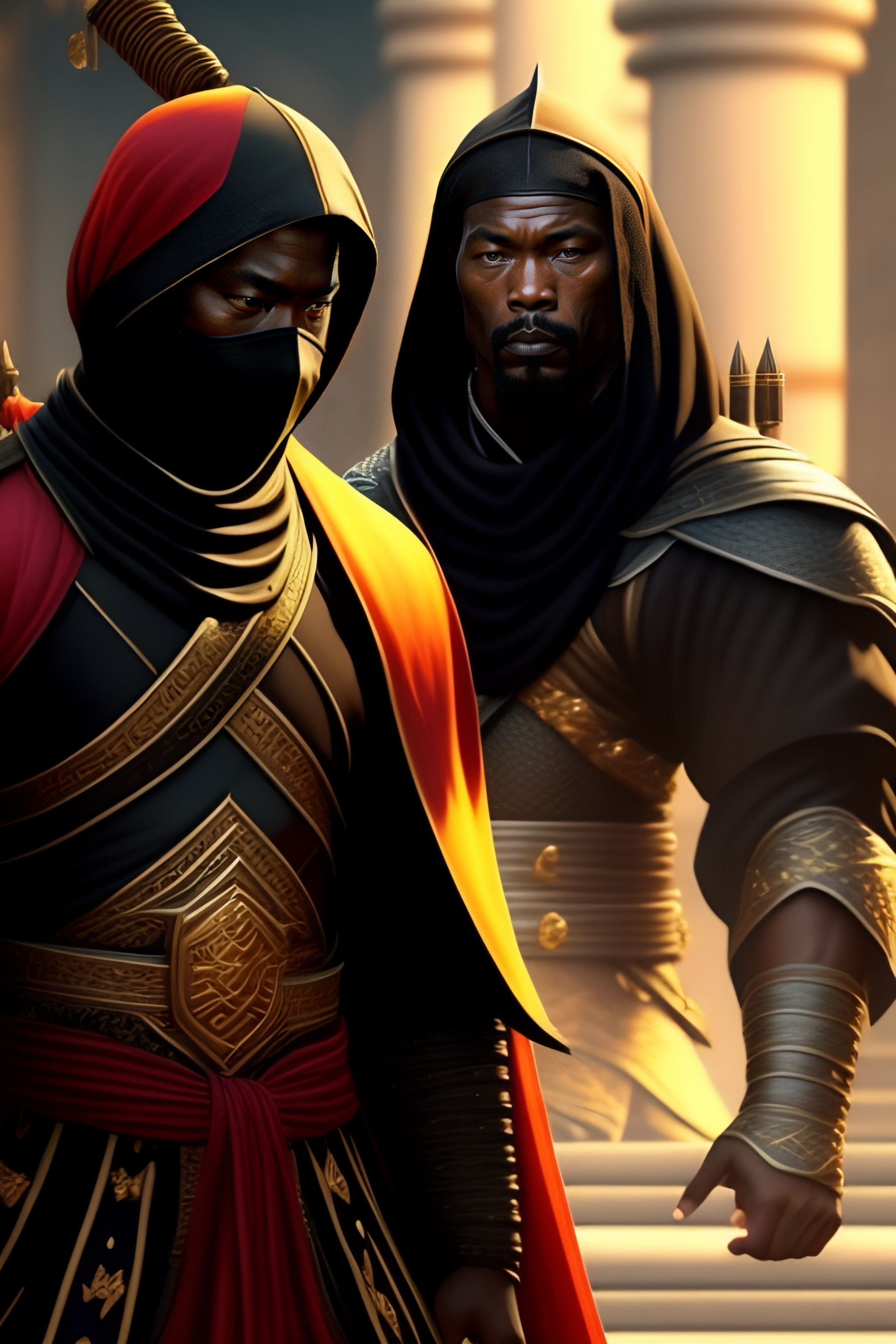 Lexica - Image of two black Ninjas assassins,one holding sword ...