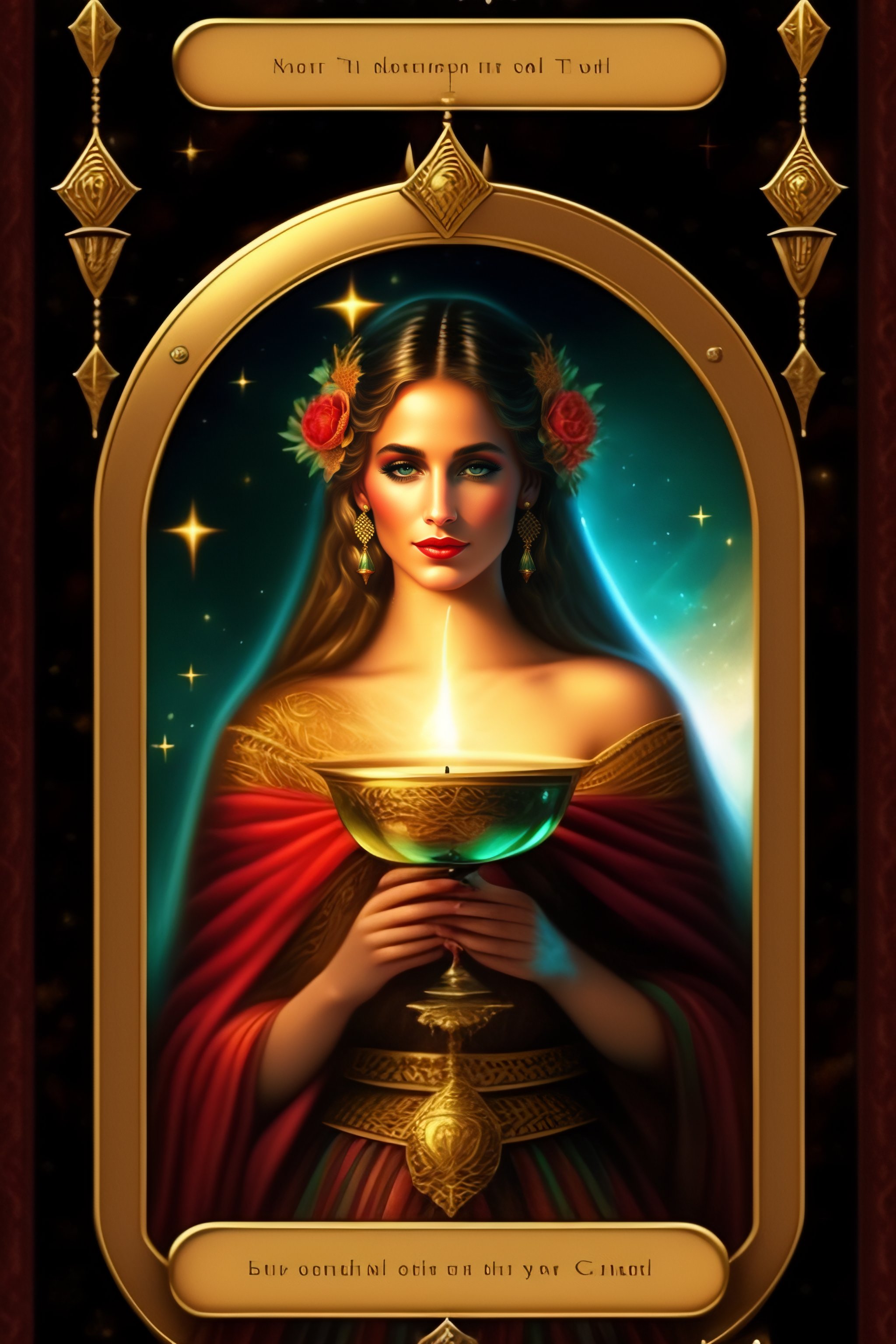 Lexica - Magical, beautiful, tarot card 3 of cups, cinematic
