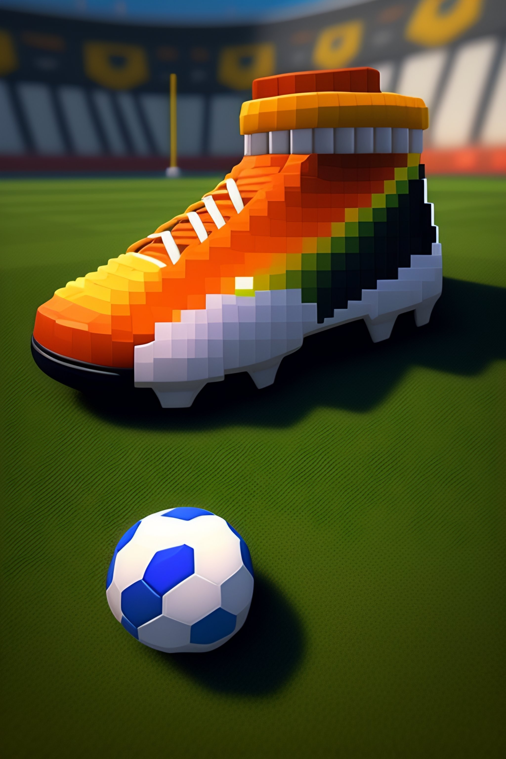 Lexica - Voxel art, foot baller , pele, in foot ball ground