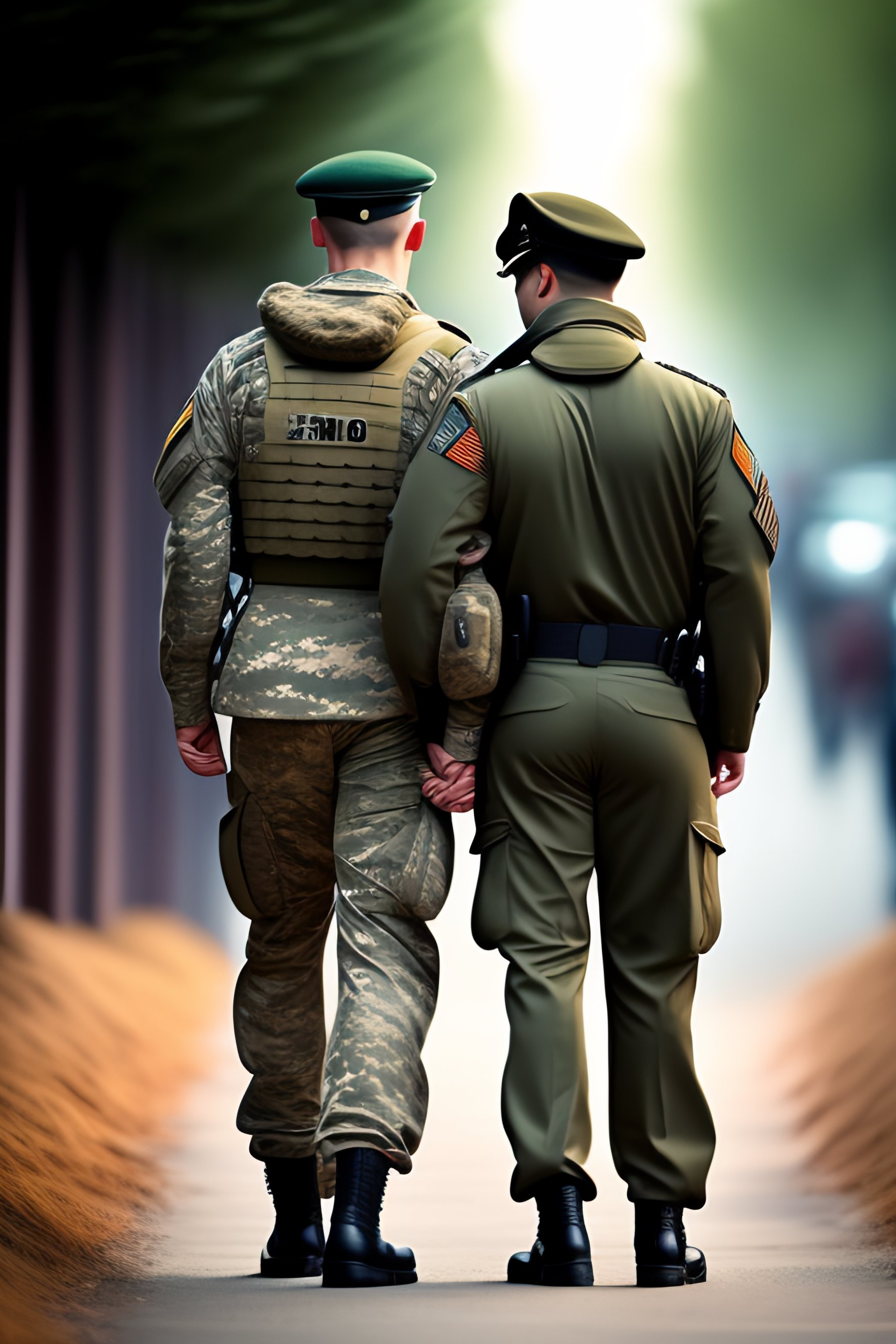 Lexica - Army man and his daughter backview