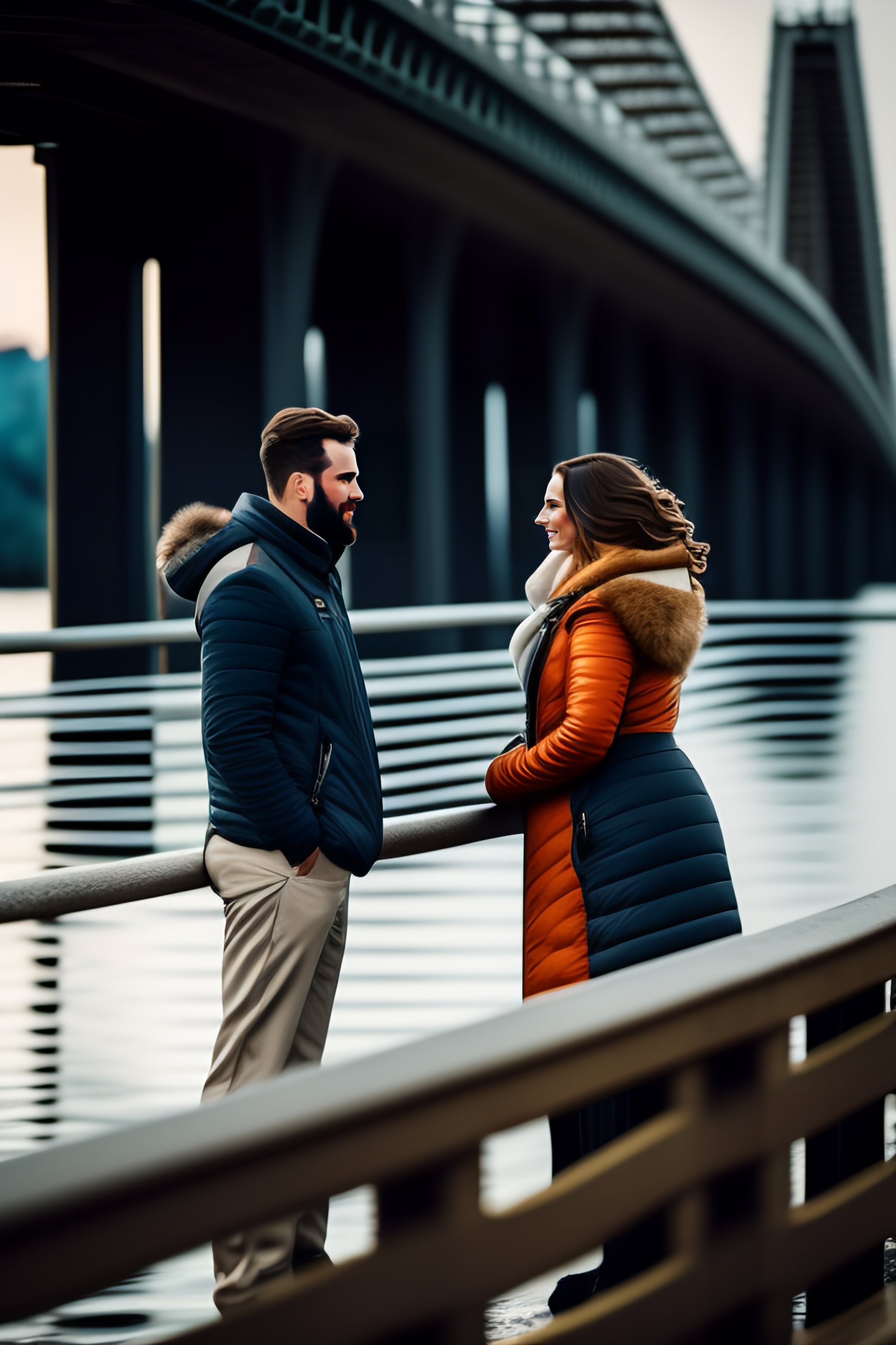 Lexica - A couple talking on a bridge