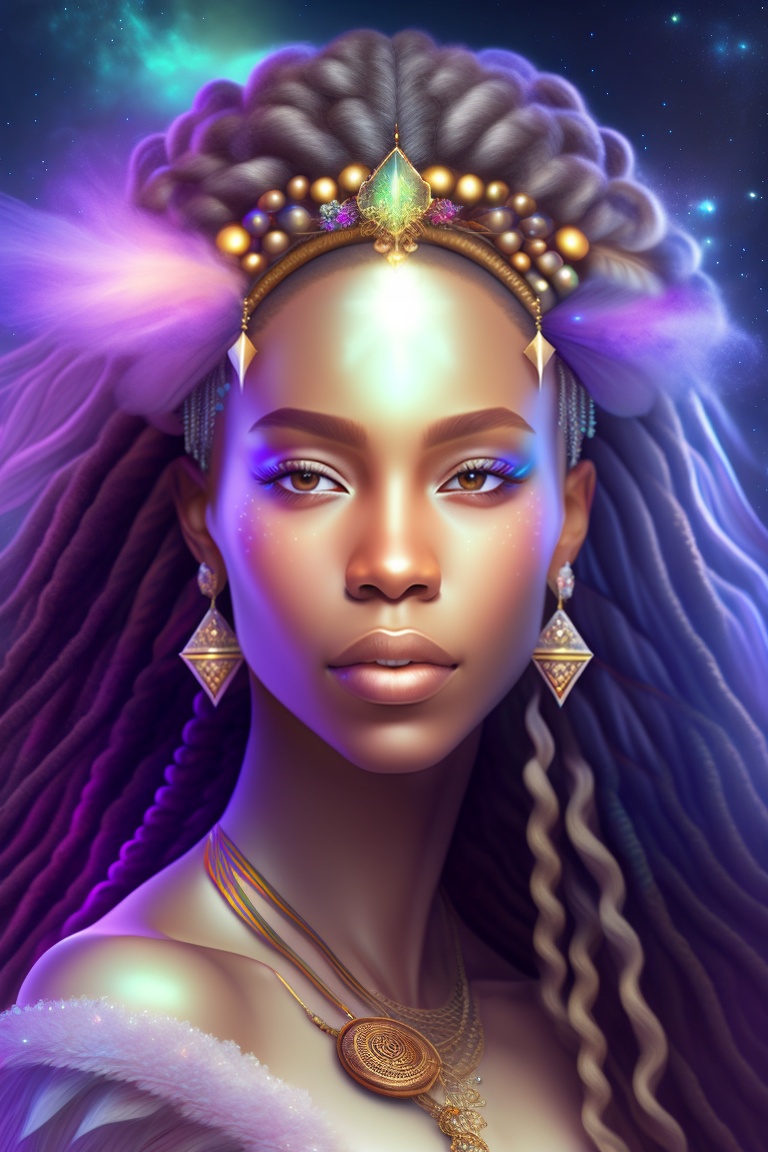 Lexica - Spiritual white lady goddess with dreadlock hair, looking ...