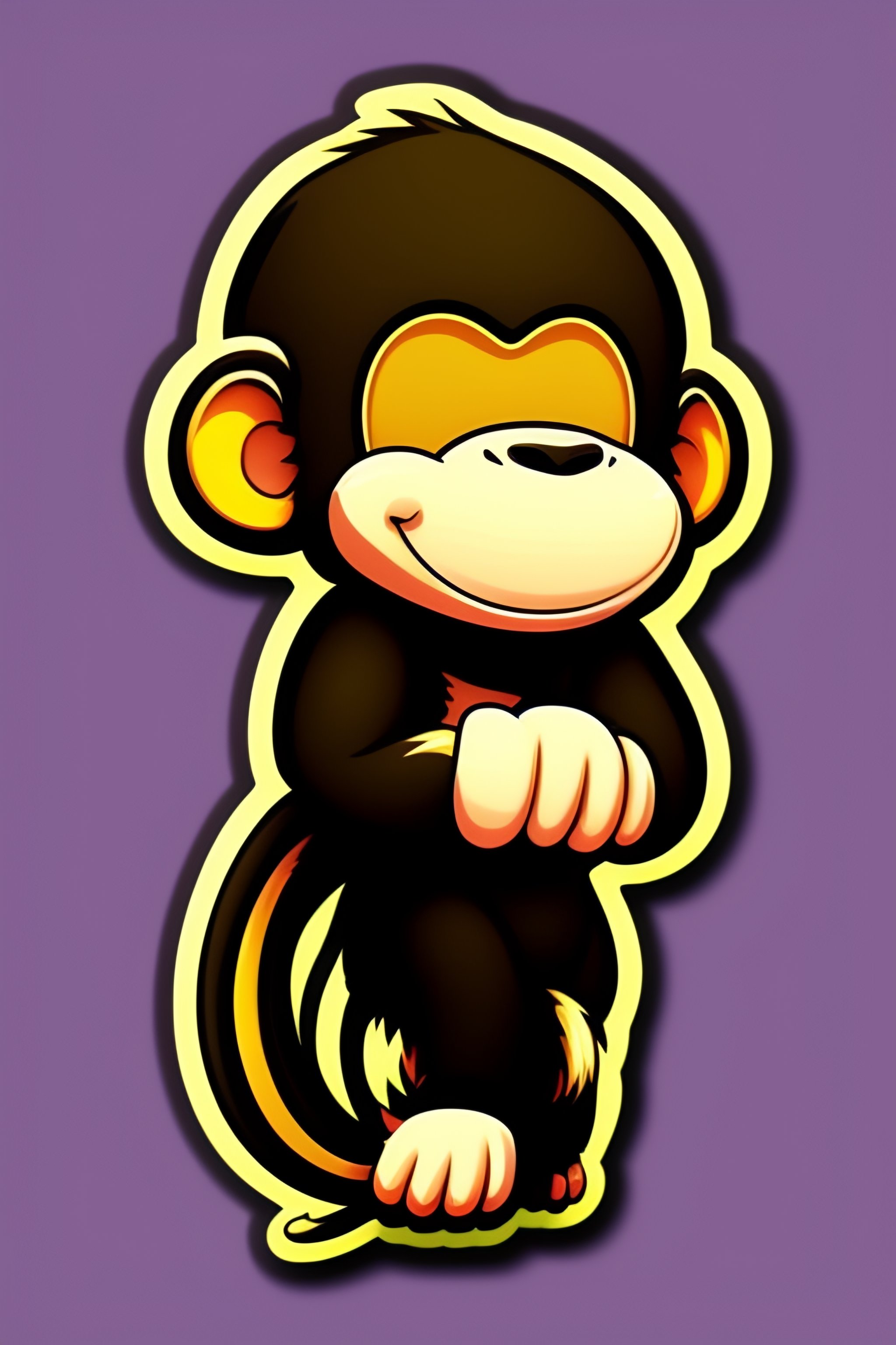 Lexica - Cute cartoon monkey sticker, anime style, solid background color