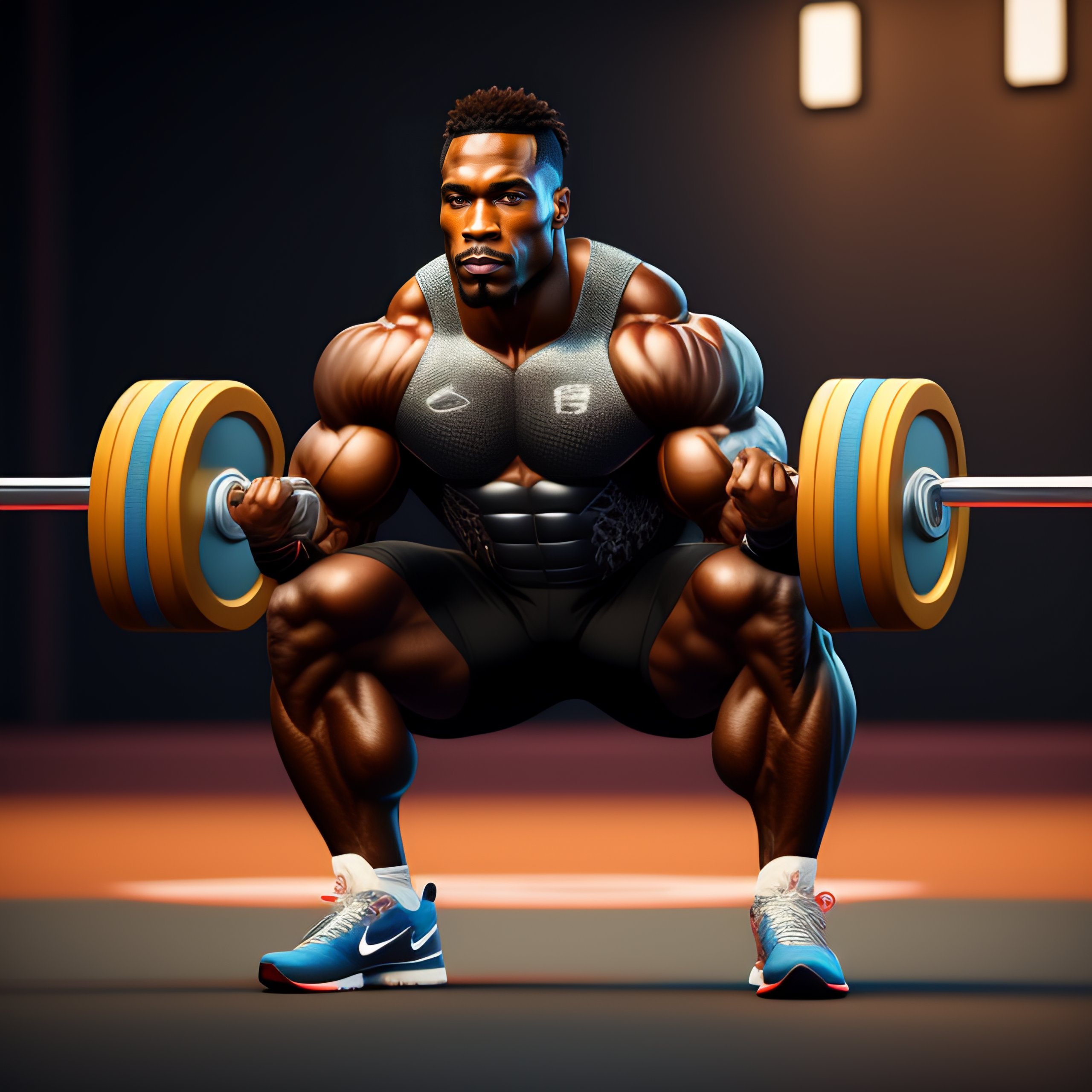 Lexica - African-american arnold schwarzenegger, barbell squat, pixel ...